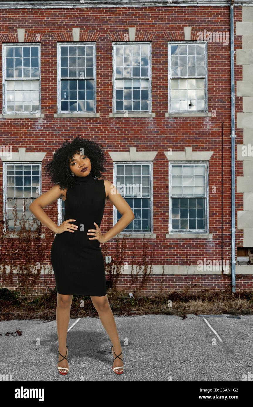 Beautiful young attractive teenage black woman modeling a pose Stock ...