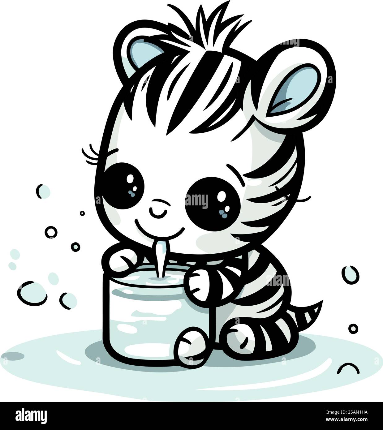 Cute cartoon zebra drinking milk from a jar. Vector illustration Stock ...