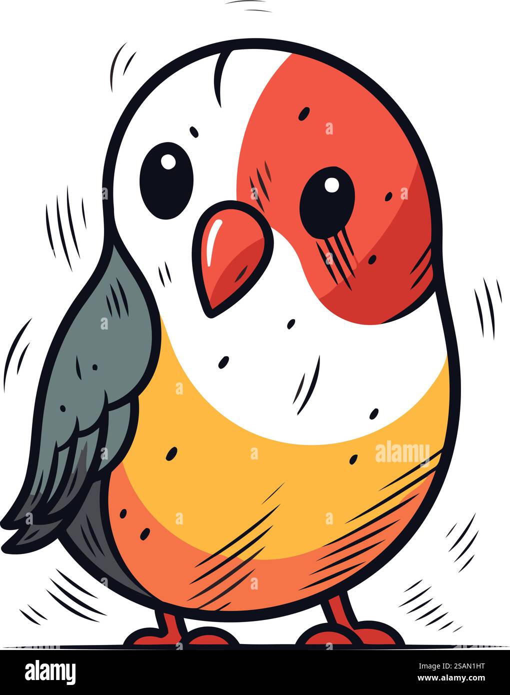 Vector illustration of cute cartoon red crowned cardinal bird Stock ...