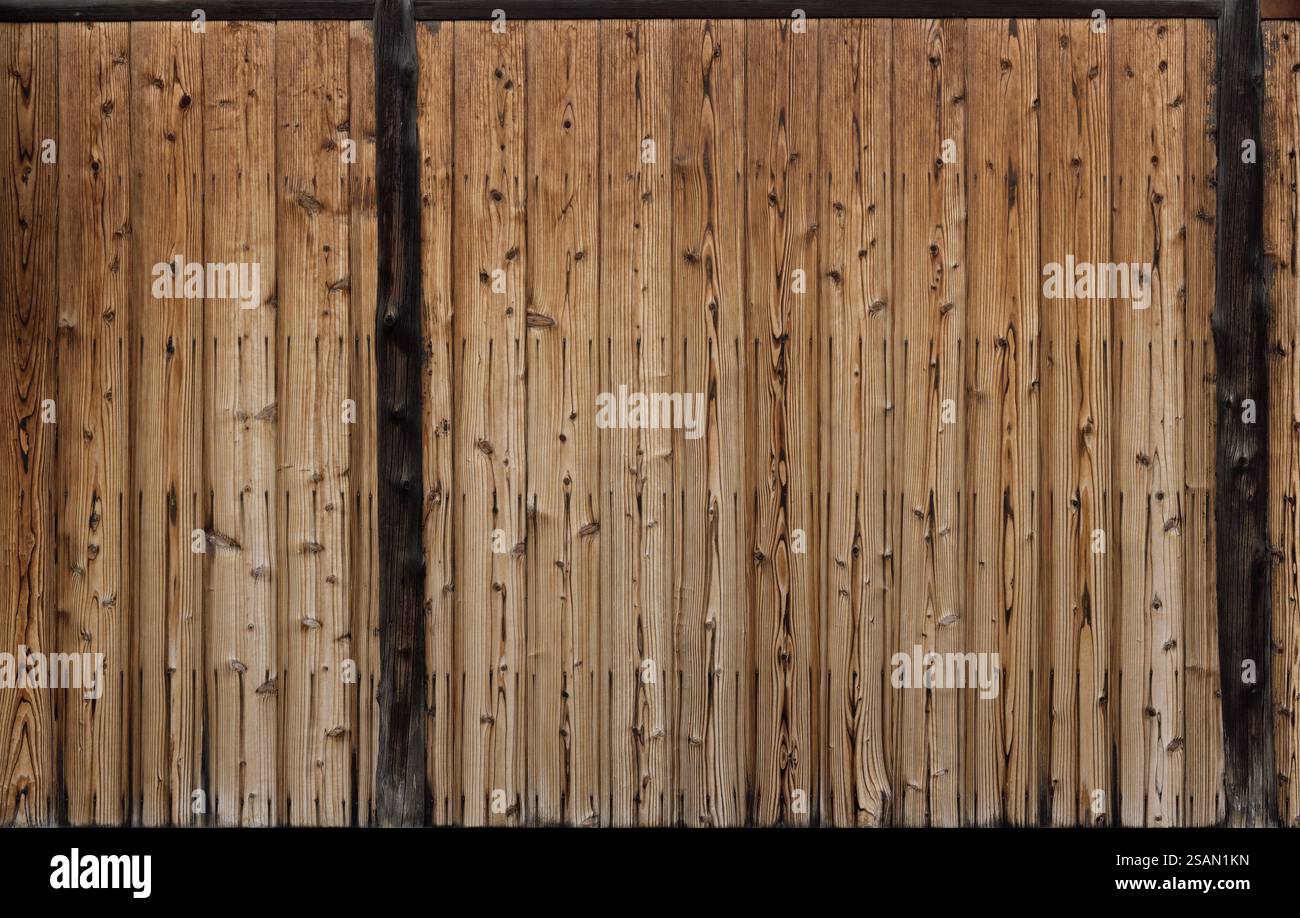 Lightly charred cedar wood boards of an exterior wall, Shou Sugi Ban ...