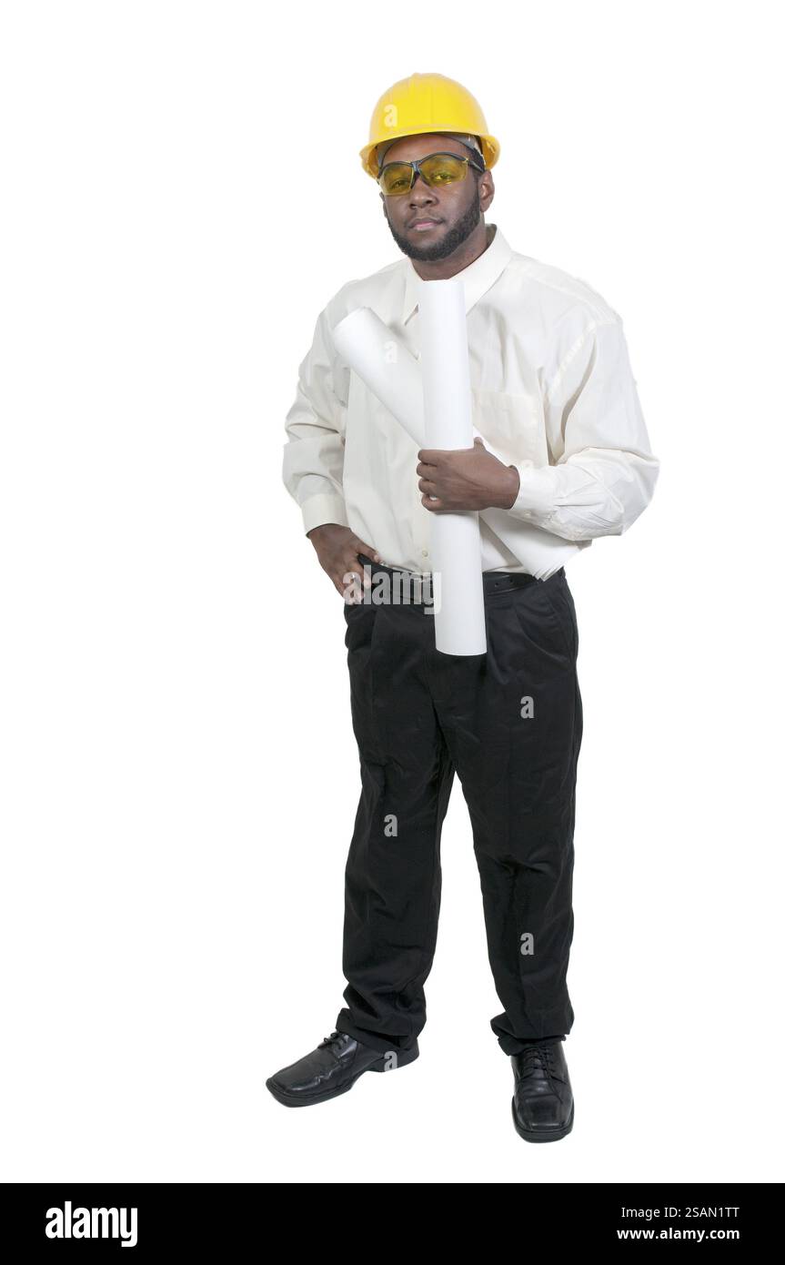 Black African American male construction worker a job site Stock Photo ...