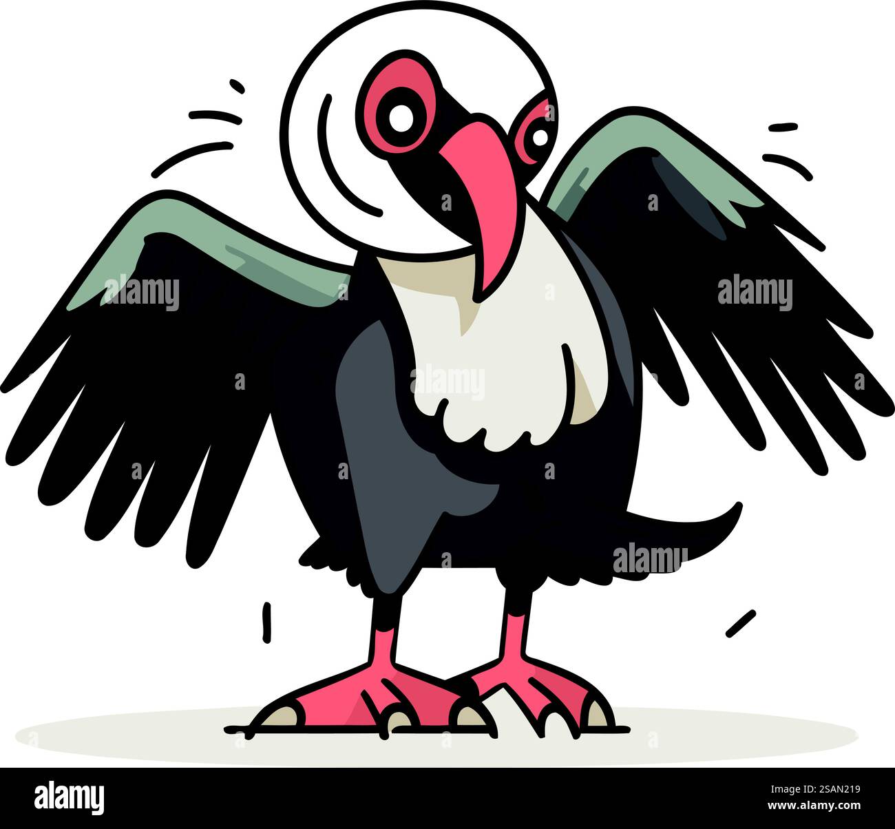Vector illustration of a vulture on a white background. Cartoon style ...