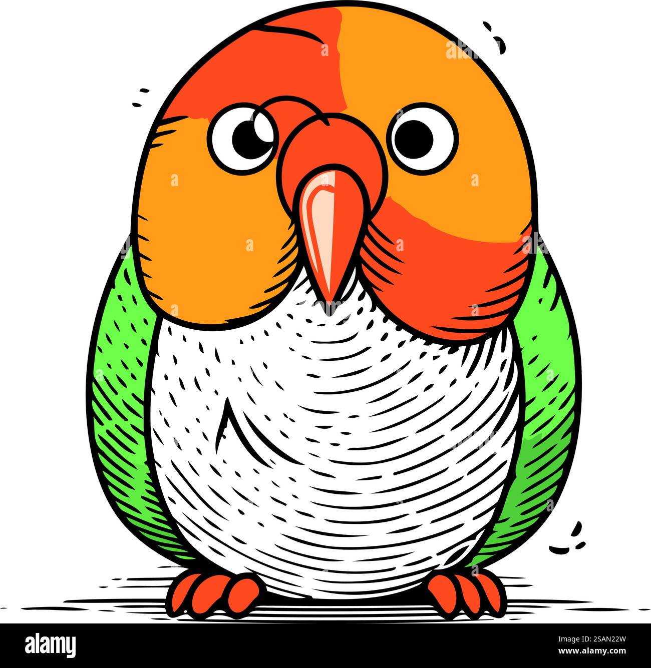Cute parrot. Hand drawn vector illustration. Isolated on white ...