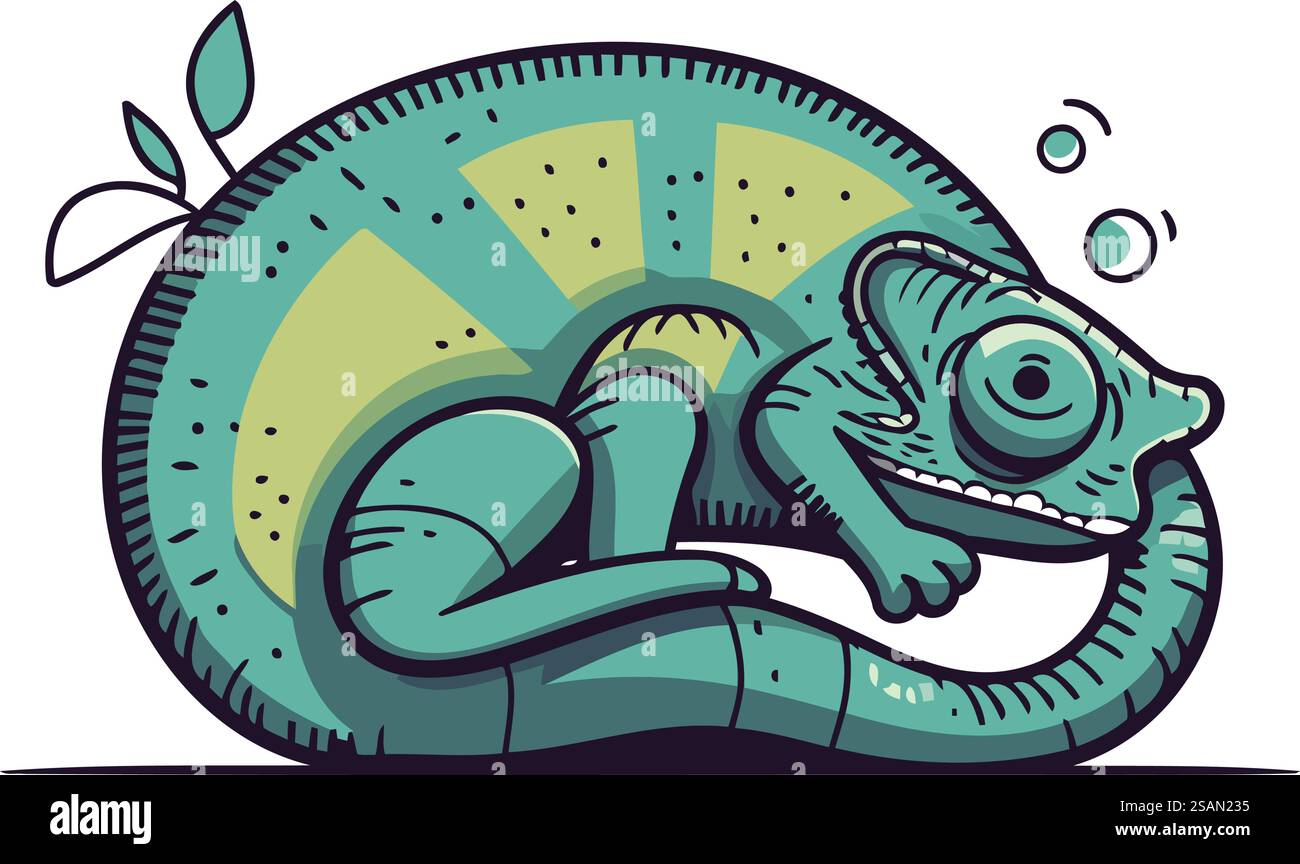 Cartoon chameleon on a white background. Vector illustration Stock ...