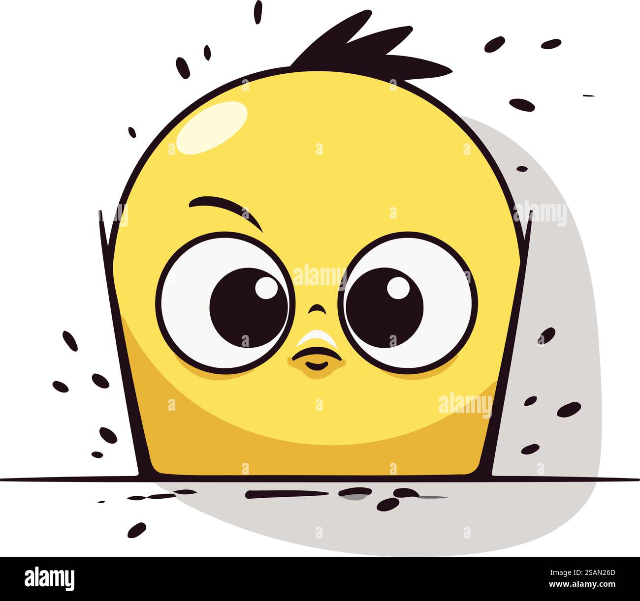 Cute yellow chicken face. Vector illustration isolated on white ...