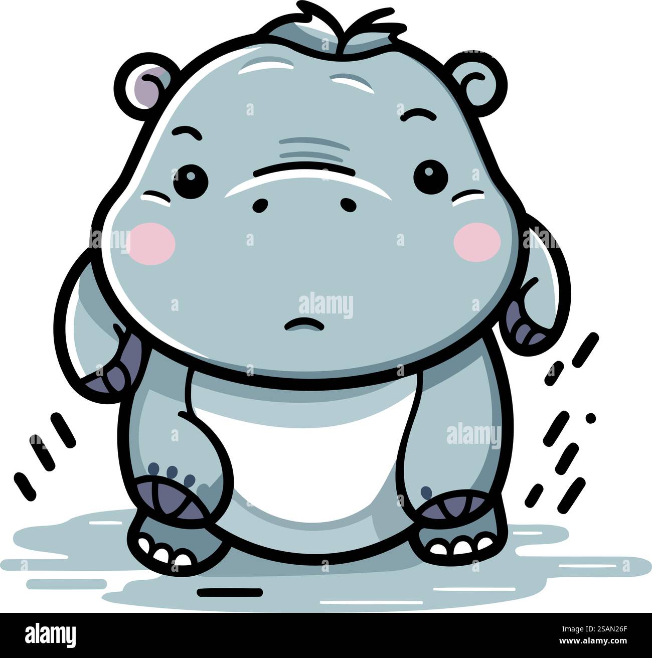 Hippopotamus Crying Vector Illustration. Cute Cartoon Animal Character ...