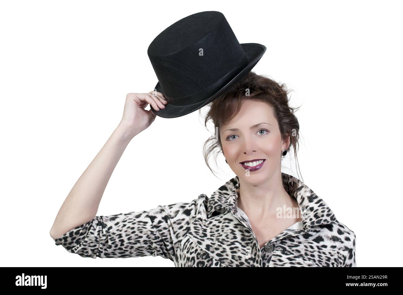 A beautiful young actress dancer wearing a top hat Stock Photo - Alamy