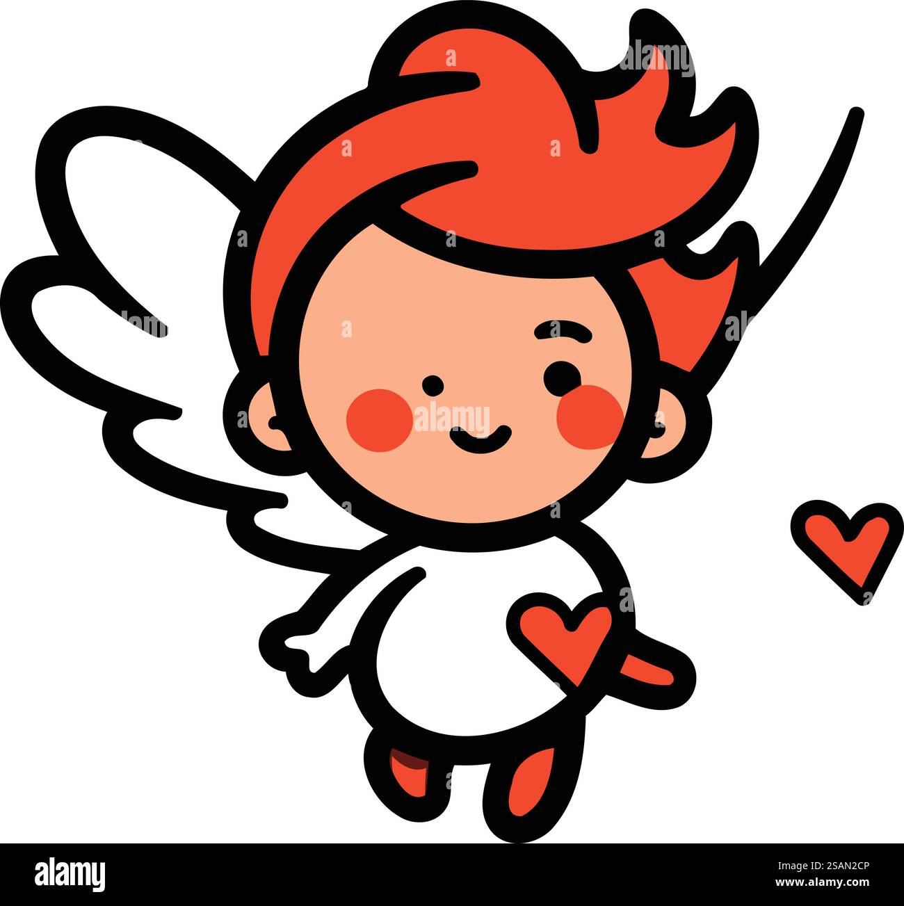 Cute cartoon cupid with wings and hearts. Vector illustration Stock ...