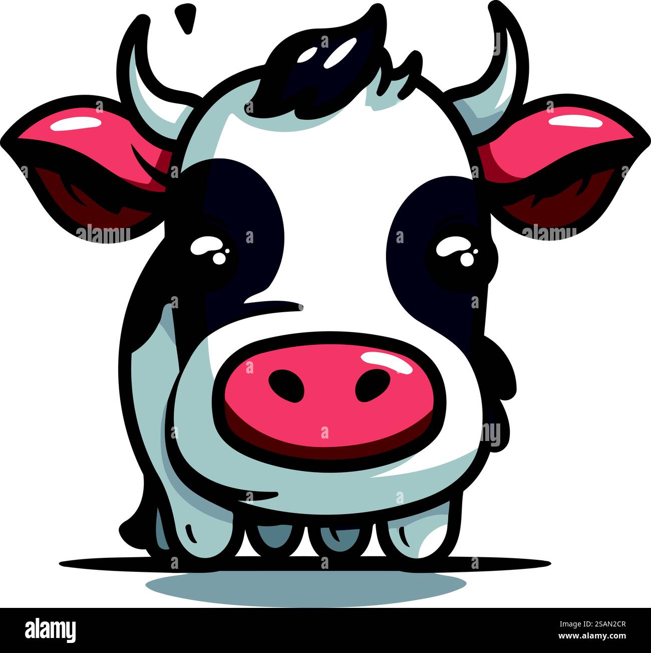 Cute cartoon cow. Vector illustration isolated on white background ...
