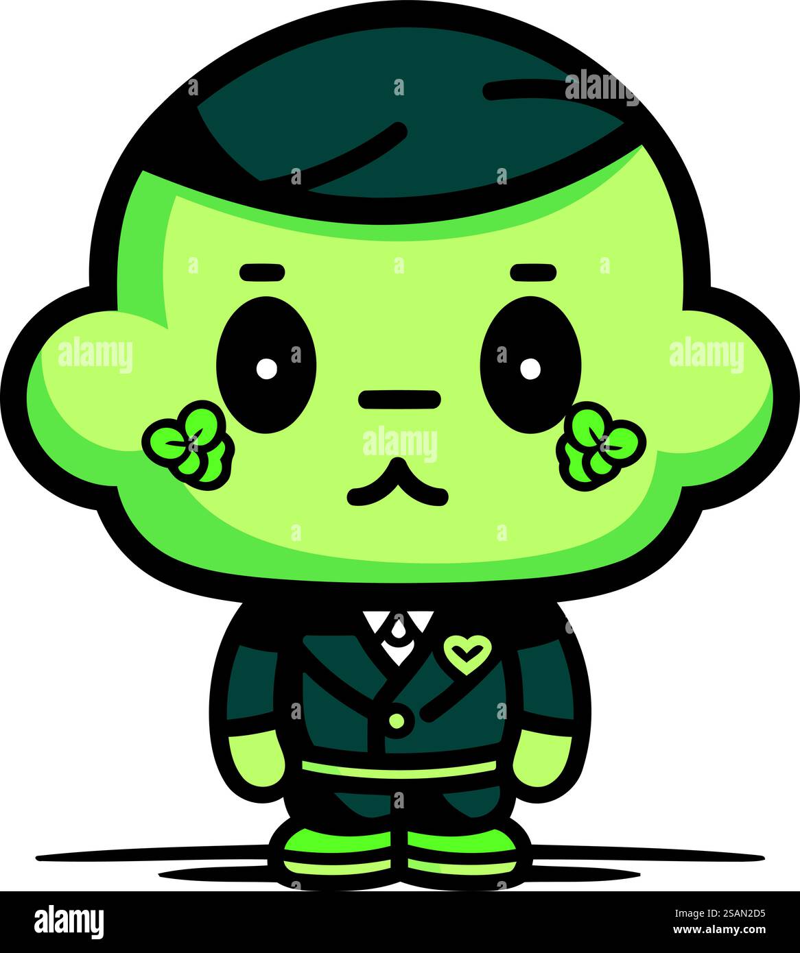 Cute Green Boy Mascot Character Vector Illustration Isolated on White ...