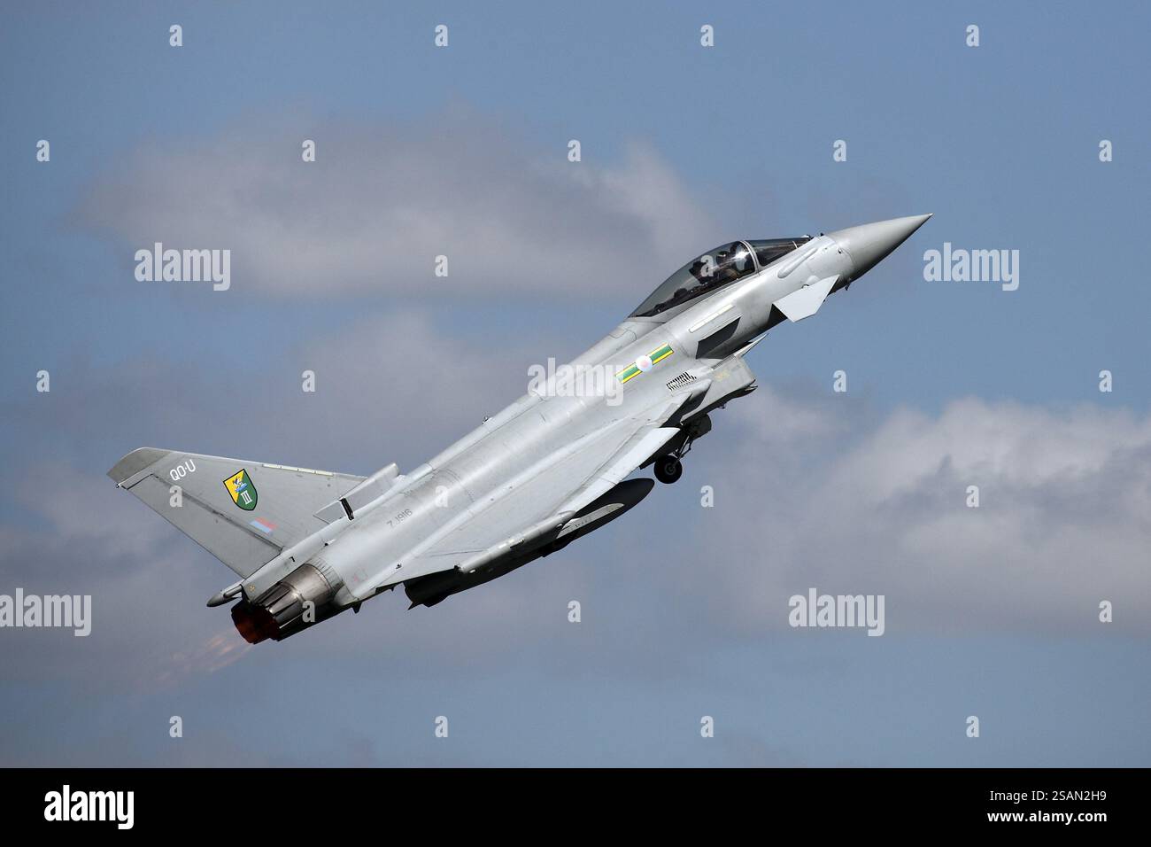 An RAF Typhoon Eurofighter jet aircraft at the Cotswold Airshow at ...
