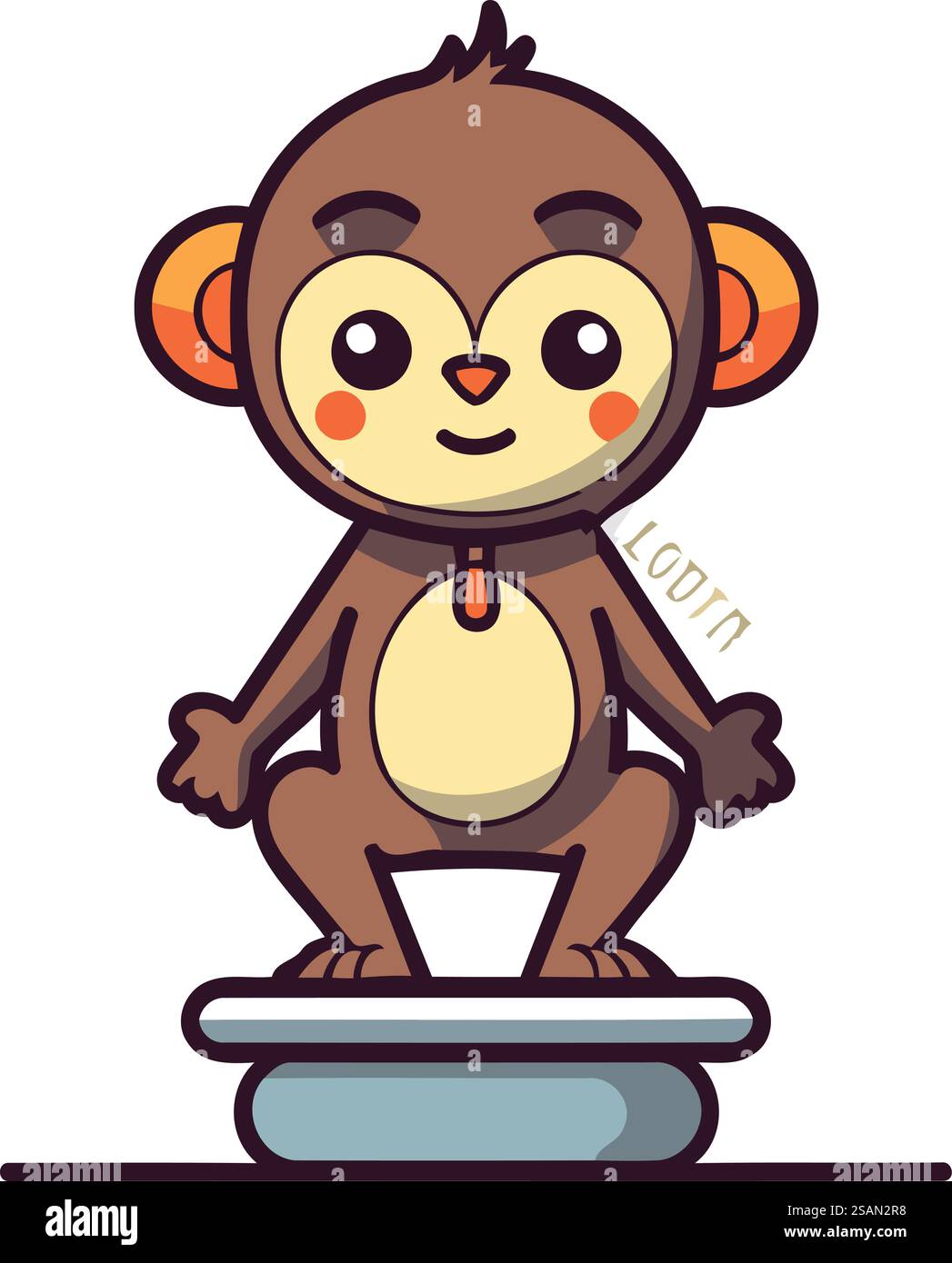 Monkey balancing on a seesaw. Vector illustration in cartoon style ...