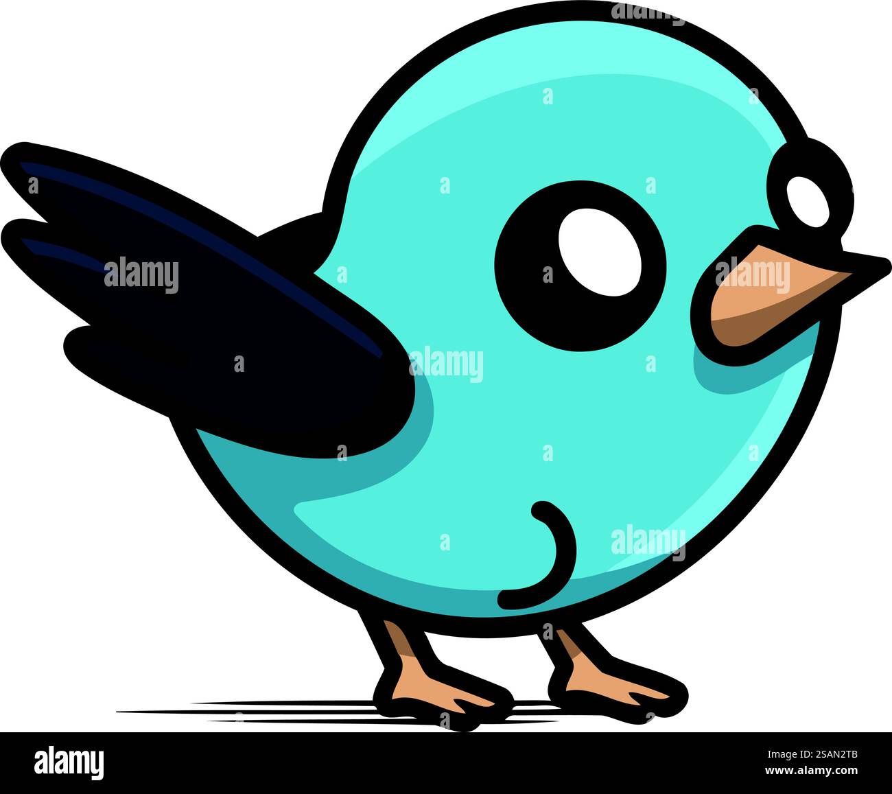 Cute cartoon blue bird isolated on white background. Vector ...