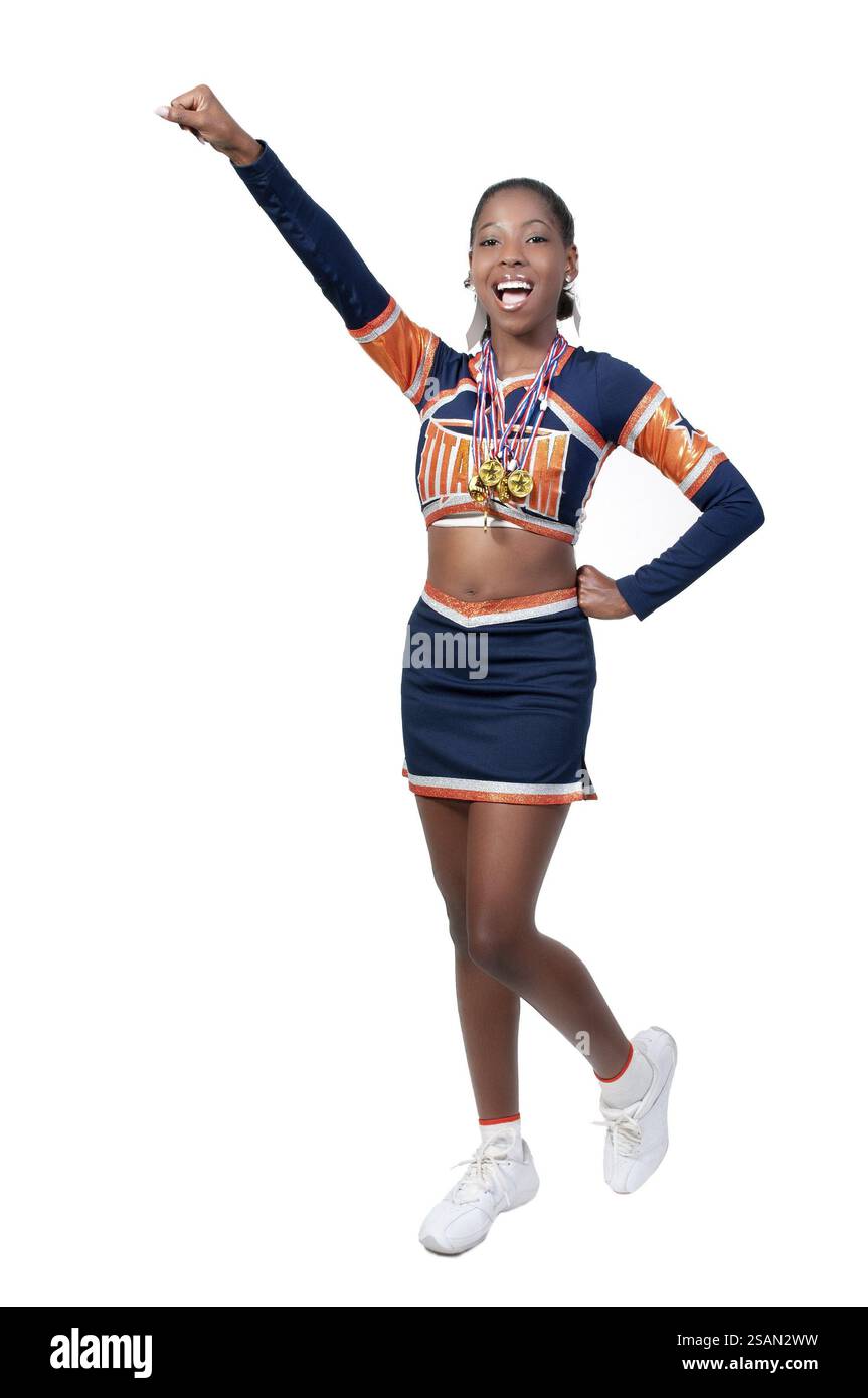 A young teenage black african American cheerleader Stock Photo - Alamy