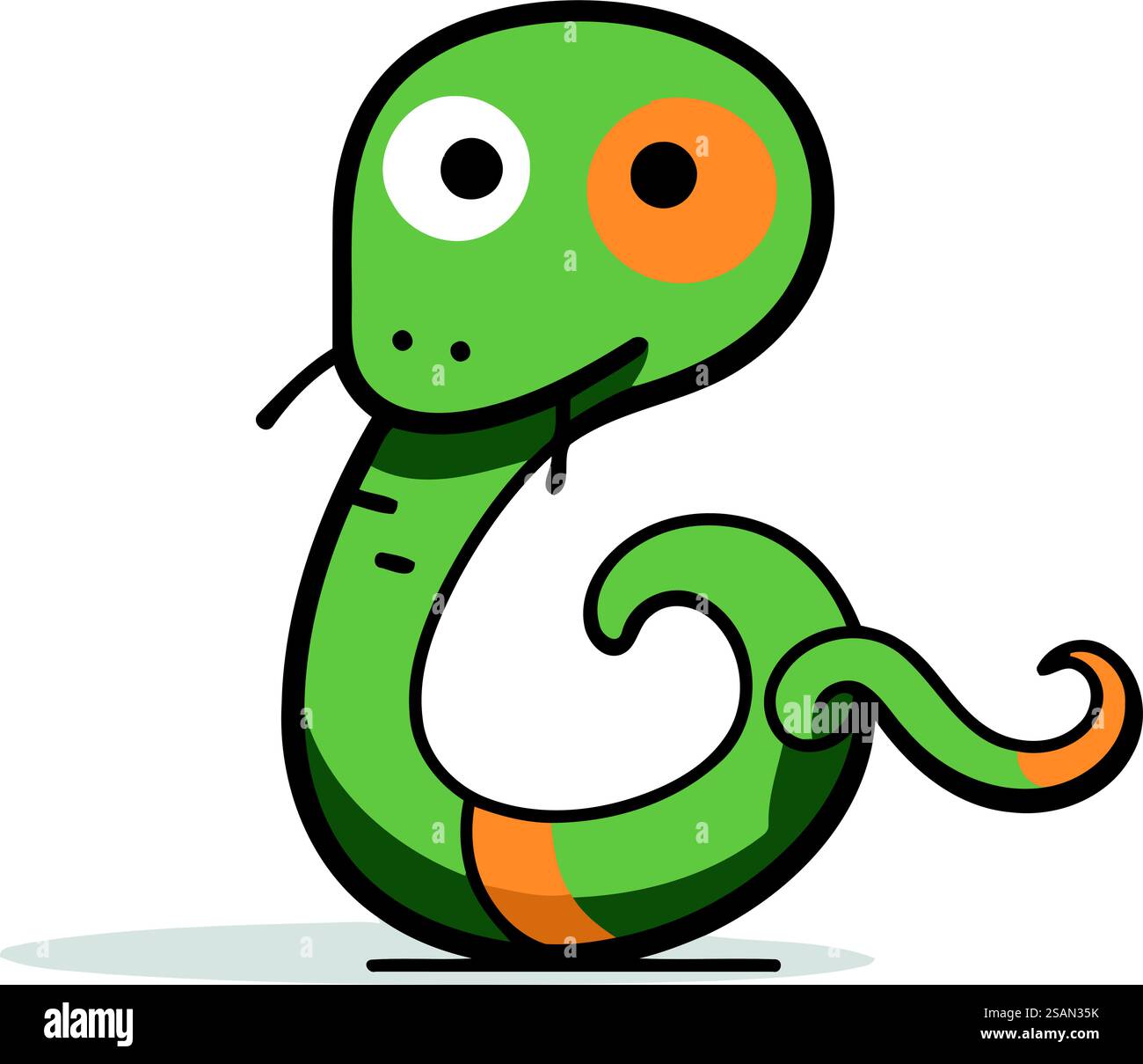 Cute cartoon snake character. Vector illustration isolated on white ...