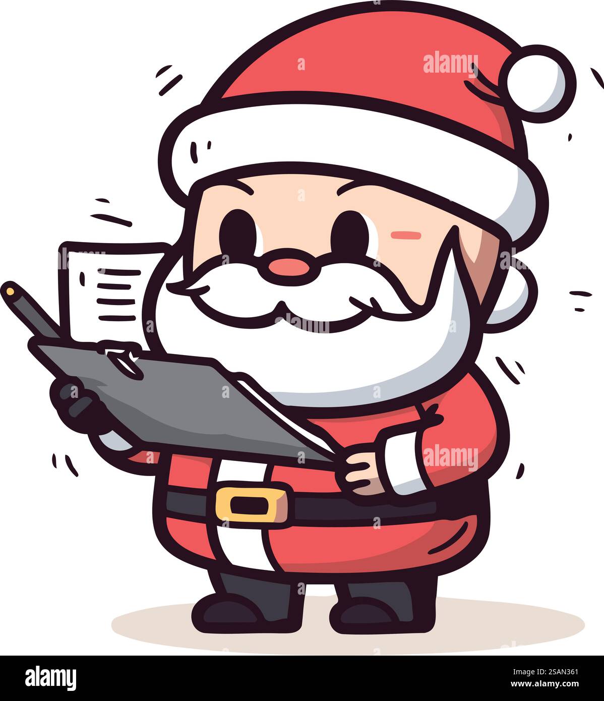 Santa Claus writing letter Cute Cartoon Santa Claus Vector Illustration ...