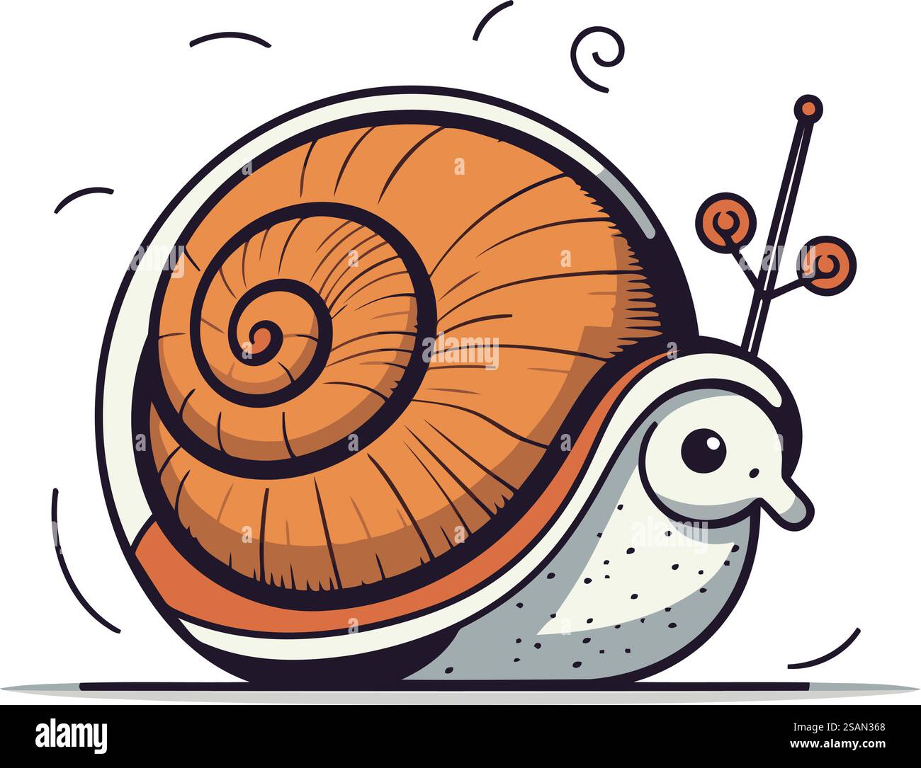 Cartoon snail with antennae. Vector illustration on white background ...