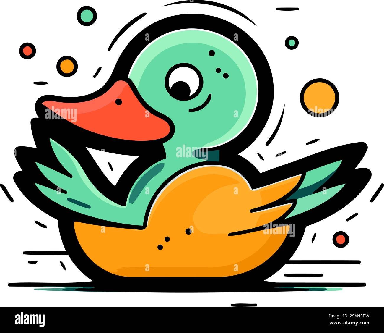 Vector illustration of cute cartoon rubber duck isolated on white ...