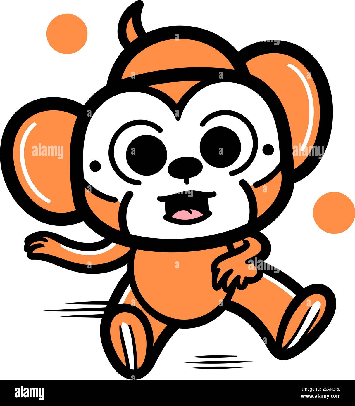 Cute cartoon monkey running. Vector illustration isolated on white ...