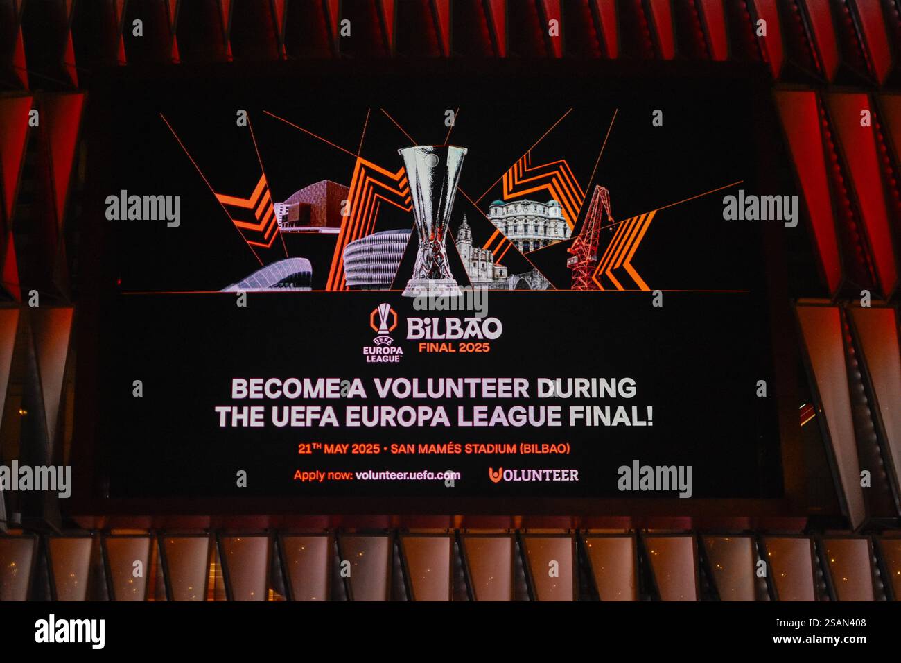 Bilbao, Spain, 30th January, 2024: The logo of the final recently unveiled on the San Mames ...