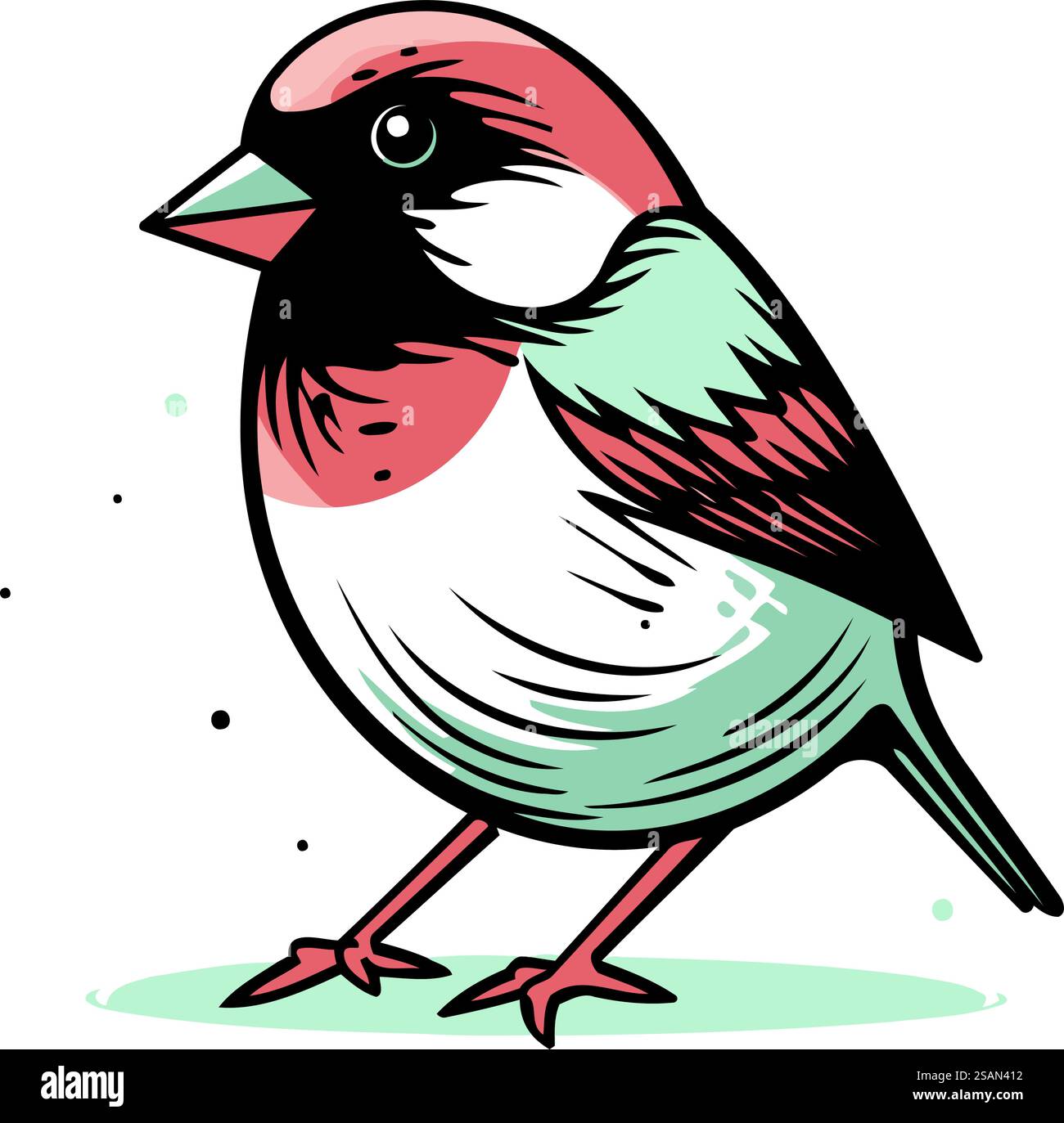 Sparrow bird isolated on white background. Hand drawn vector ...