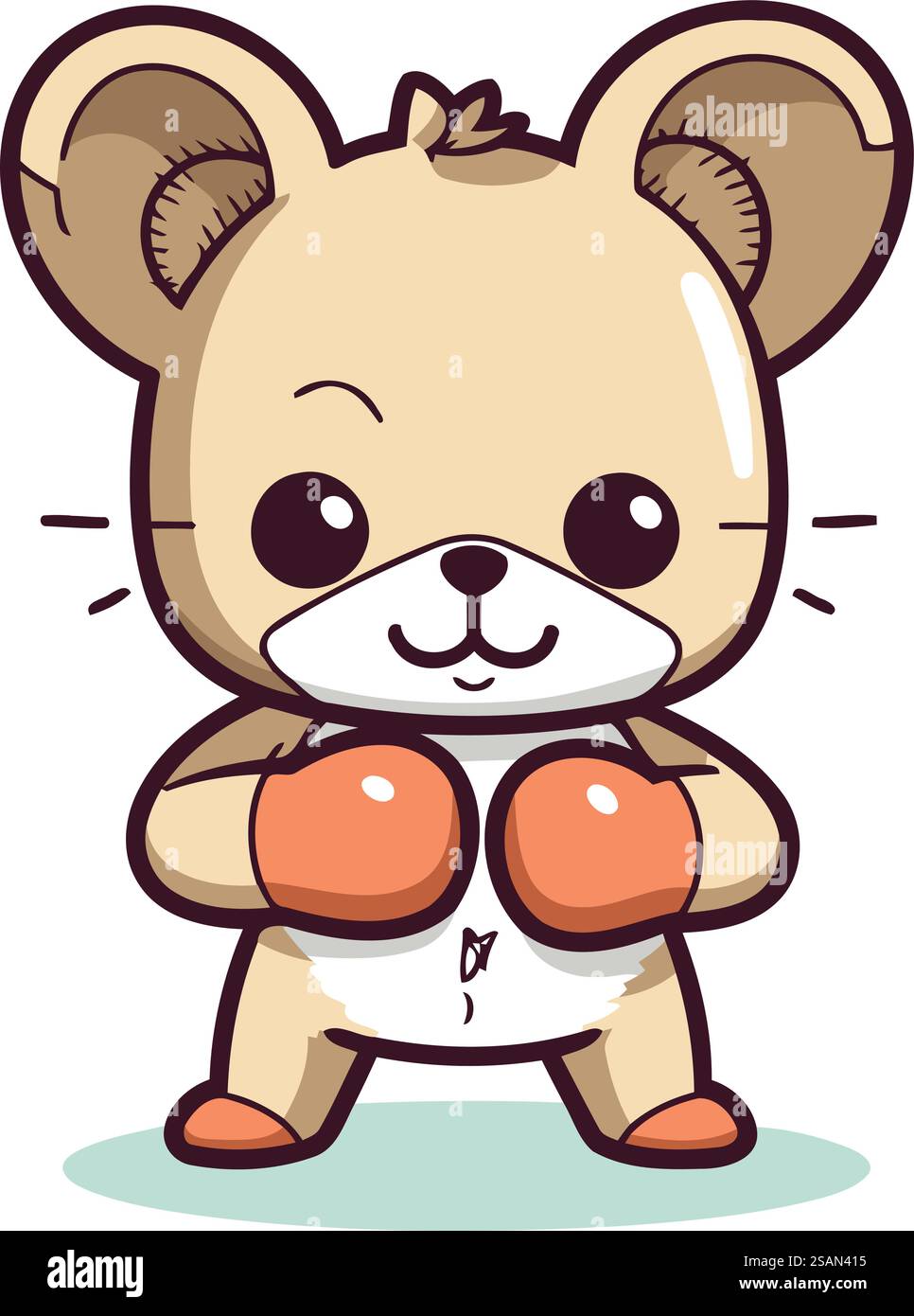 Cute kawaii mouse with boxing gloves. Vector illustration Stock Vector ...