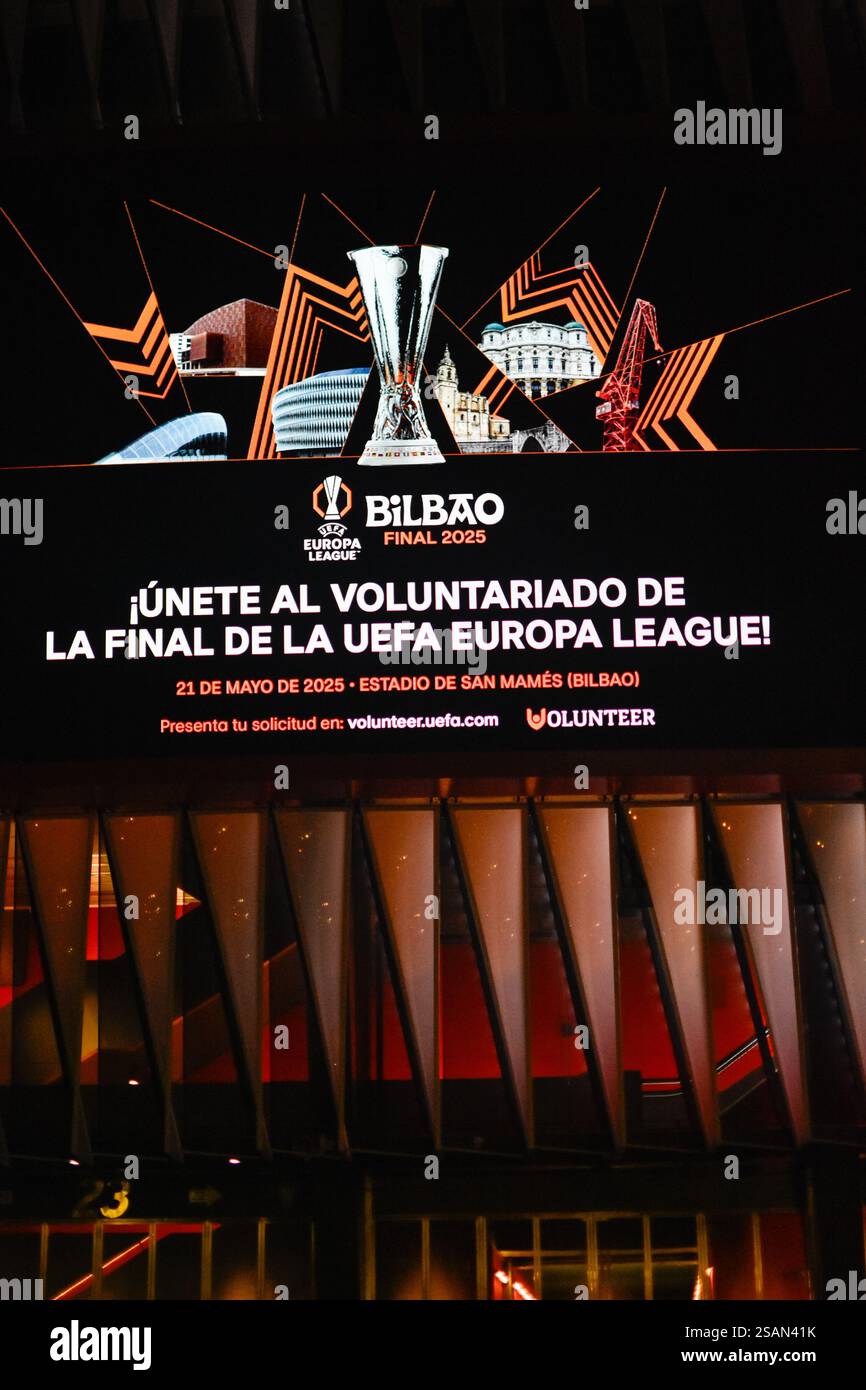 Bilbao, Spain, 30th January, 2024: The logo of the final recently unveiled on the San Mames ...