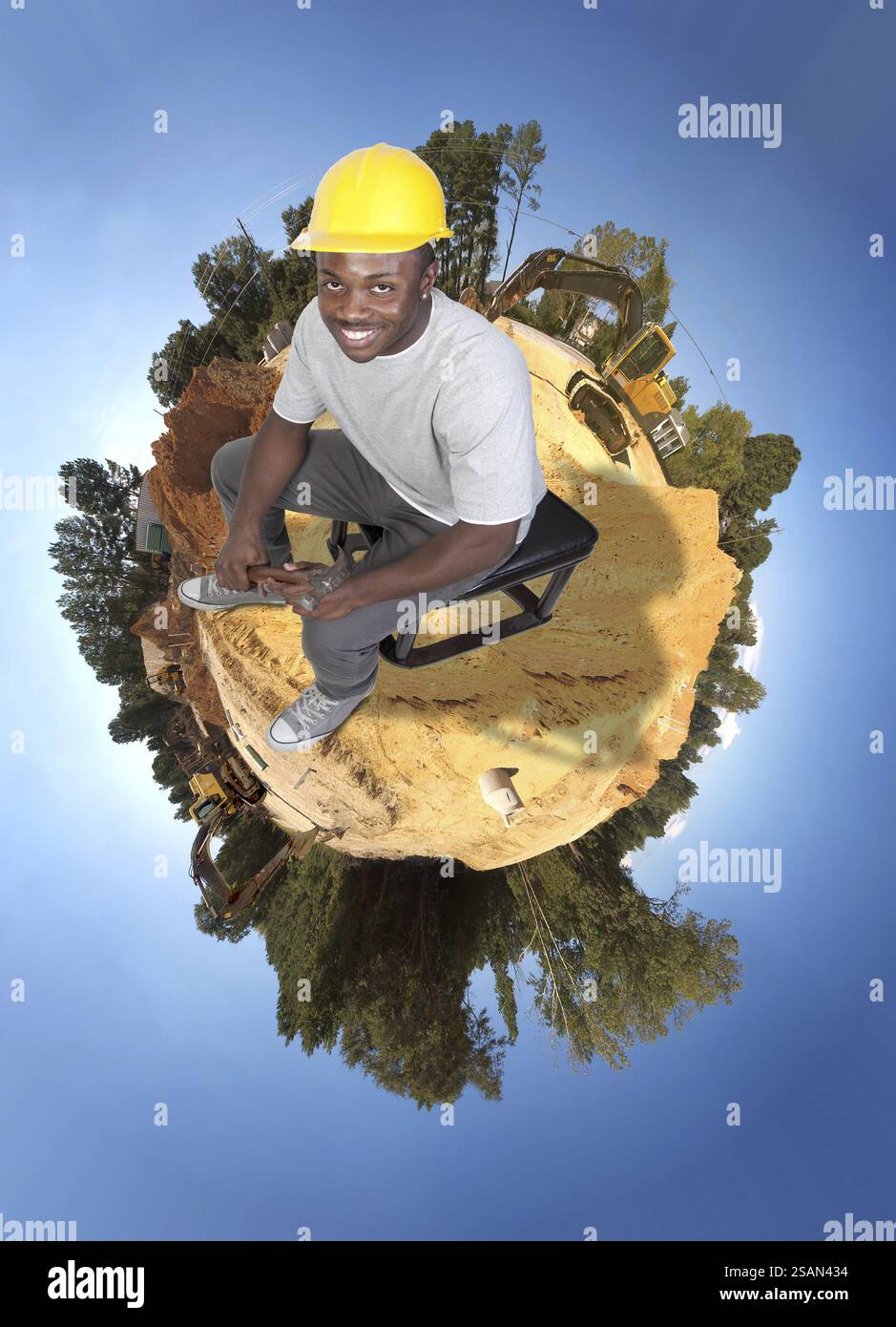 A black man African American Construction Worker on a job site Stock ...