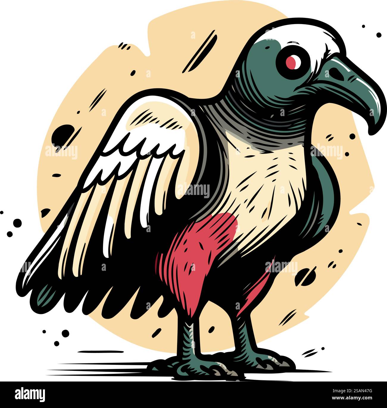 Vulture. Vector illustration of a vulture. Hand drawn style Stock ...