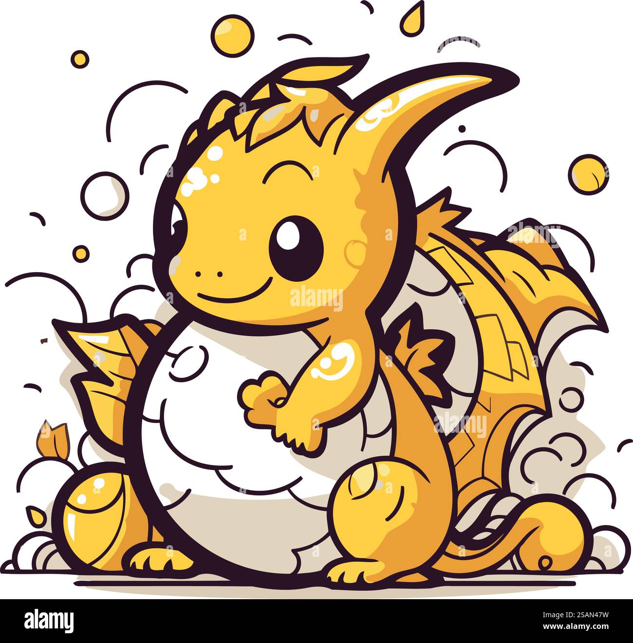 Cute cartoon dragon. Vector illustration. Isolated on white background ...