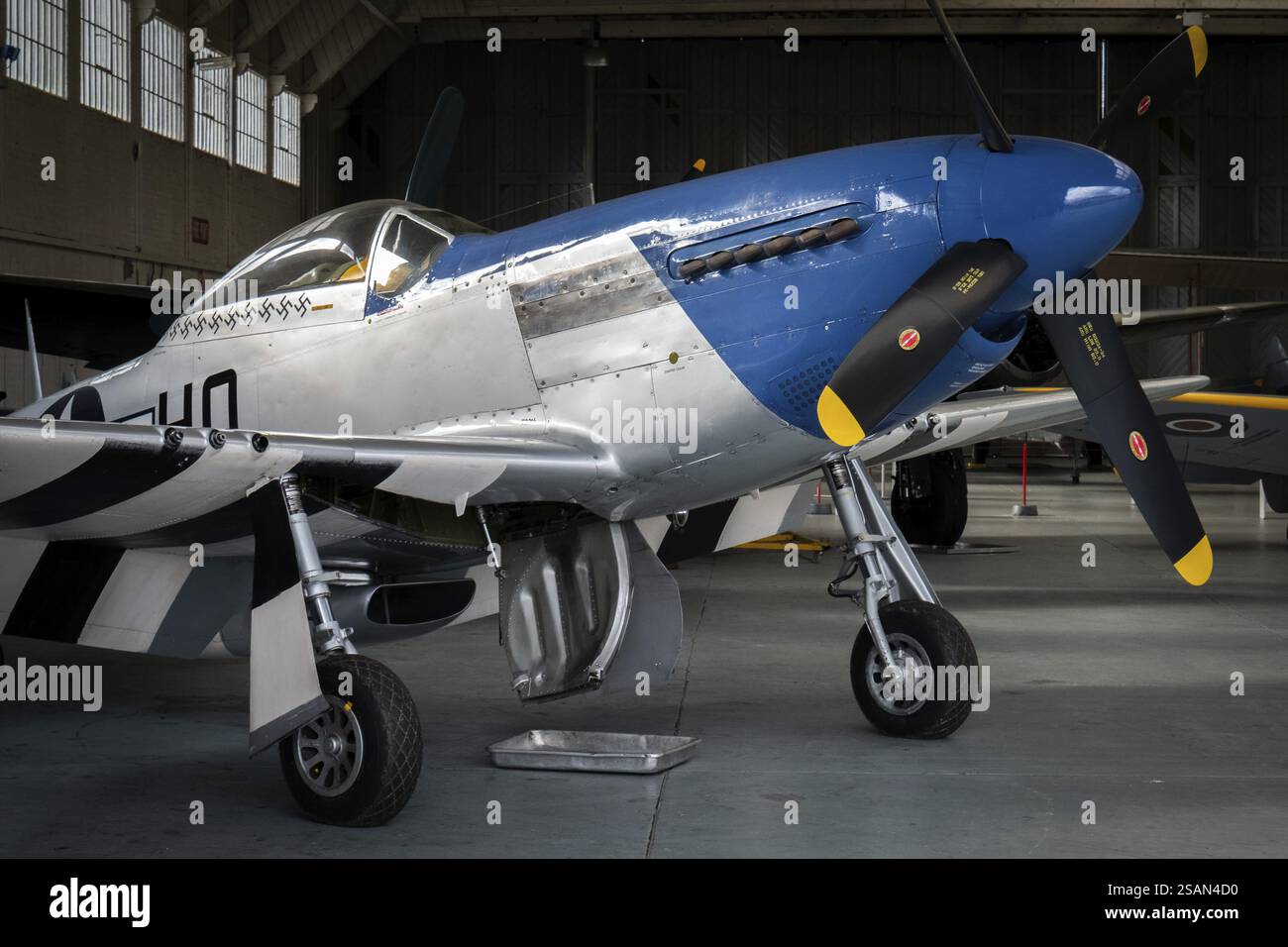 A Mustang P51 aircraft at the Imperial War Museum Duxford at Duxford airfield near Cambridge in ...