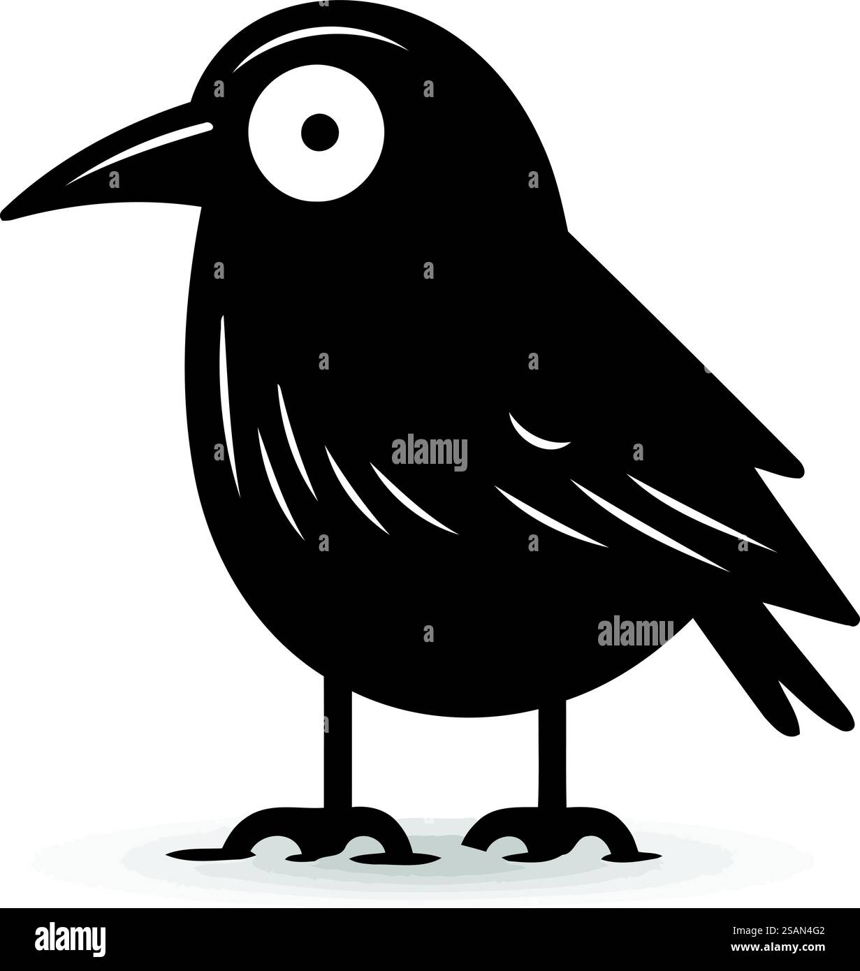 Cute black crow isolated on white background. Vector Illustration Stock ...