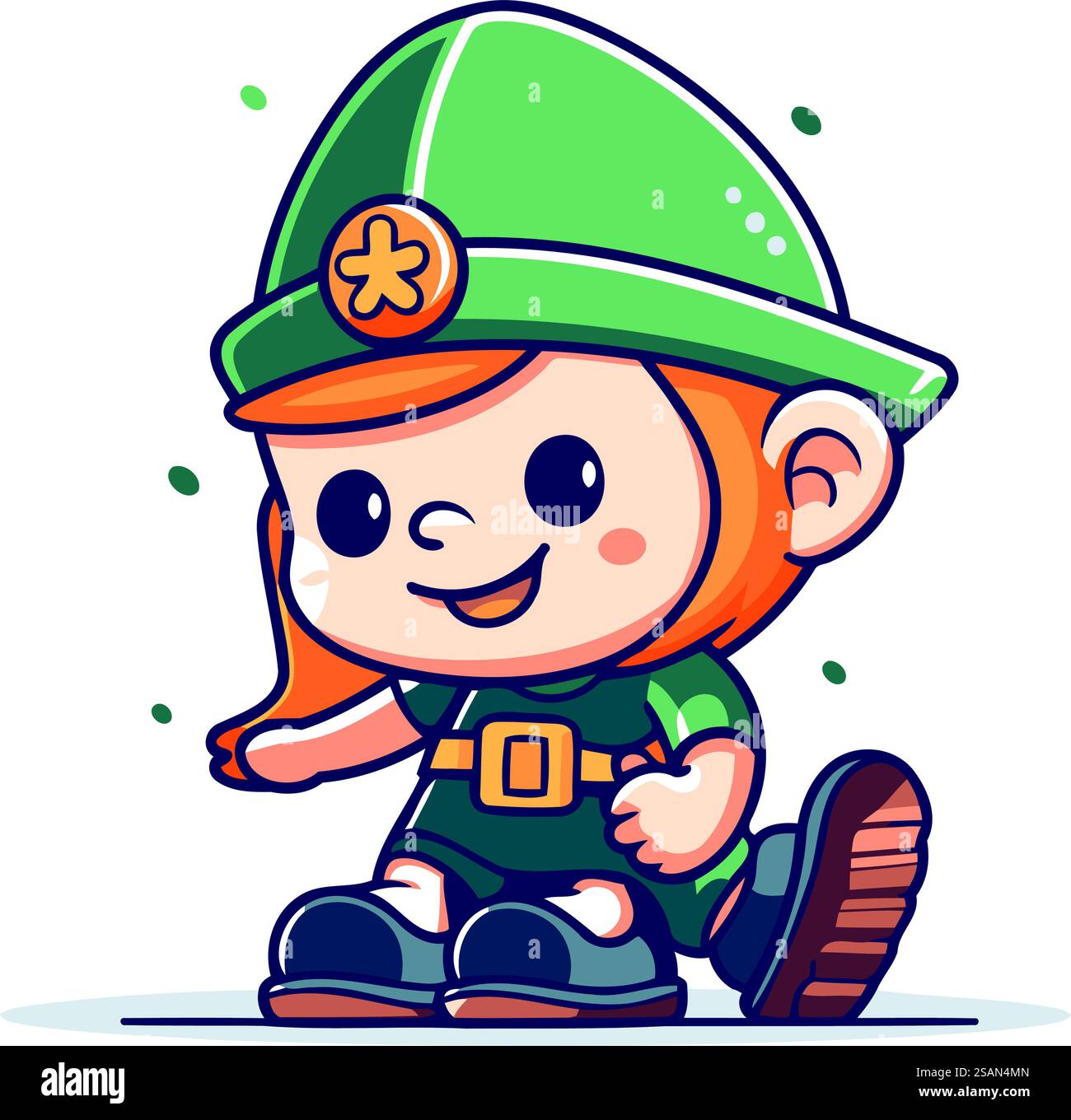 Cute little girl in a leprechaun costume. Vector illustration Stock ...