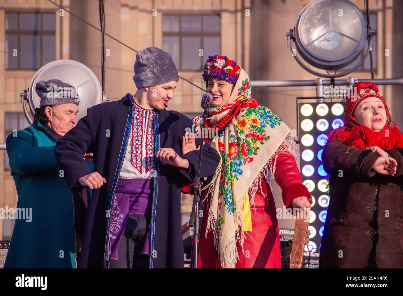 Ukraine,Kharkiv-March 9, 2019-Man and woman in Ukrainian national ...