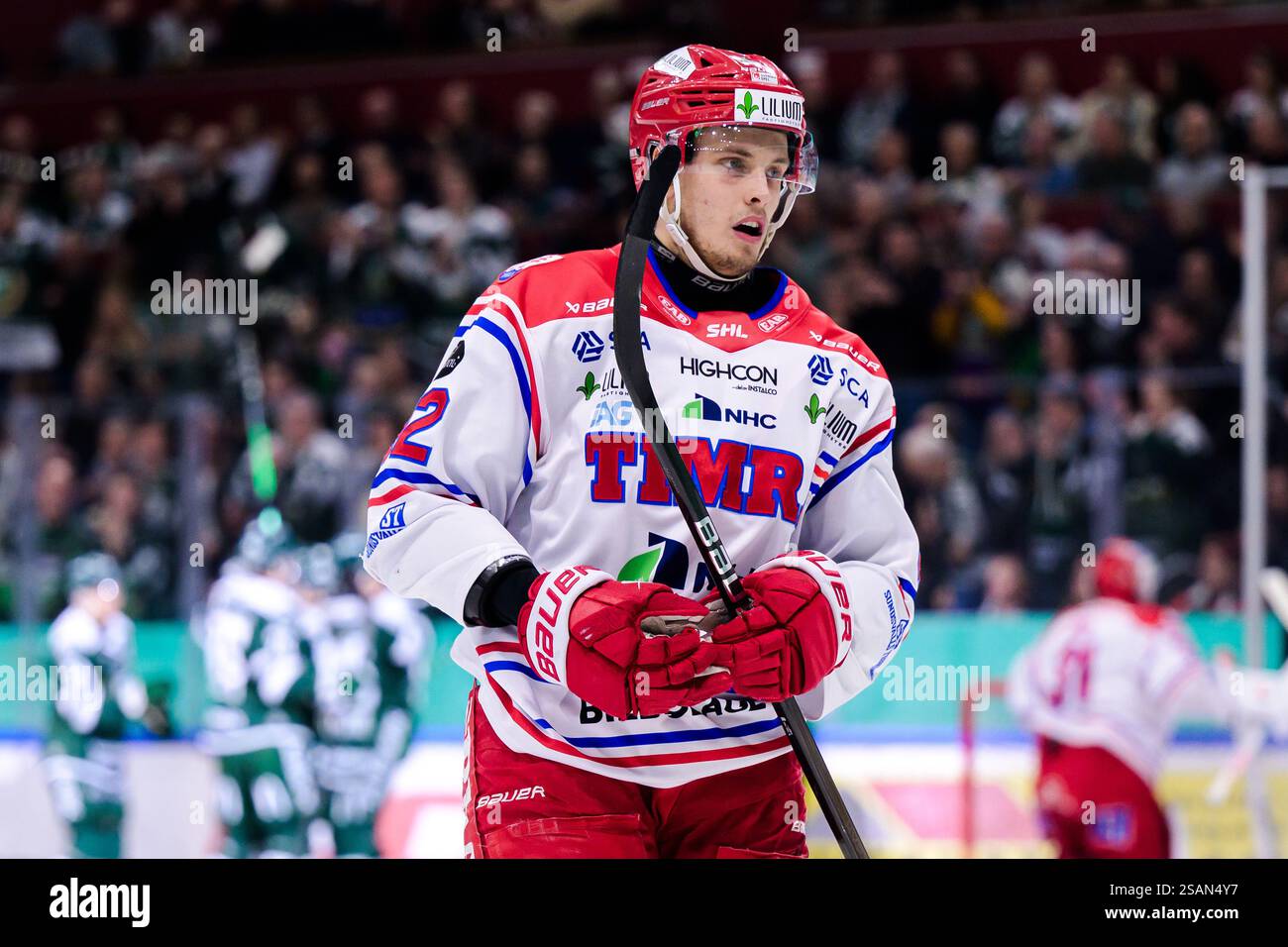 Karlstad, Sverige. 30th Jan, 2025. 250130 Timrås Anton Lundmark deppar under ishockeymatchen i ...