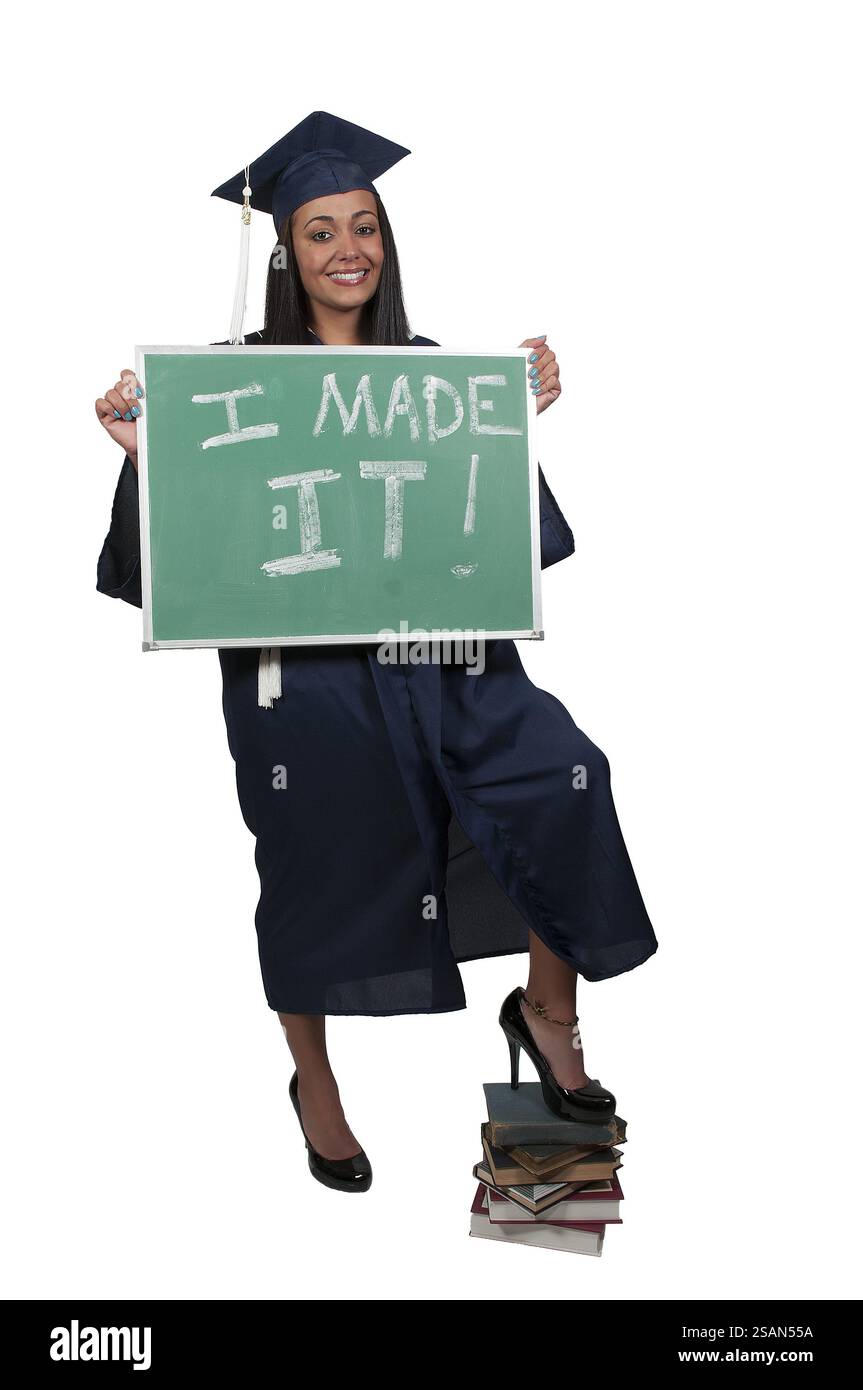 Young black african American woman in her graduation robes Stock Photo ...