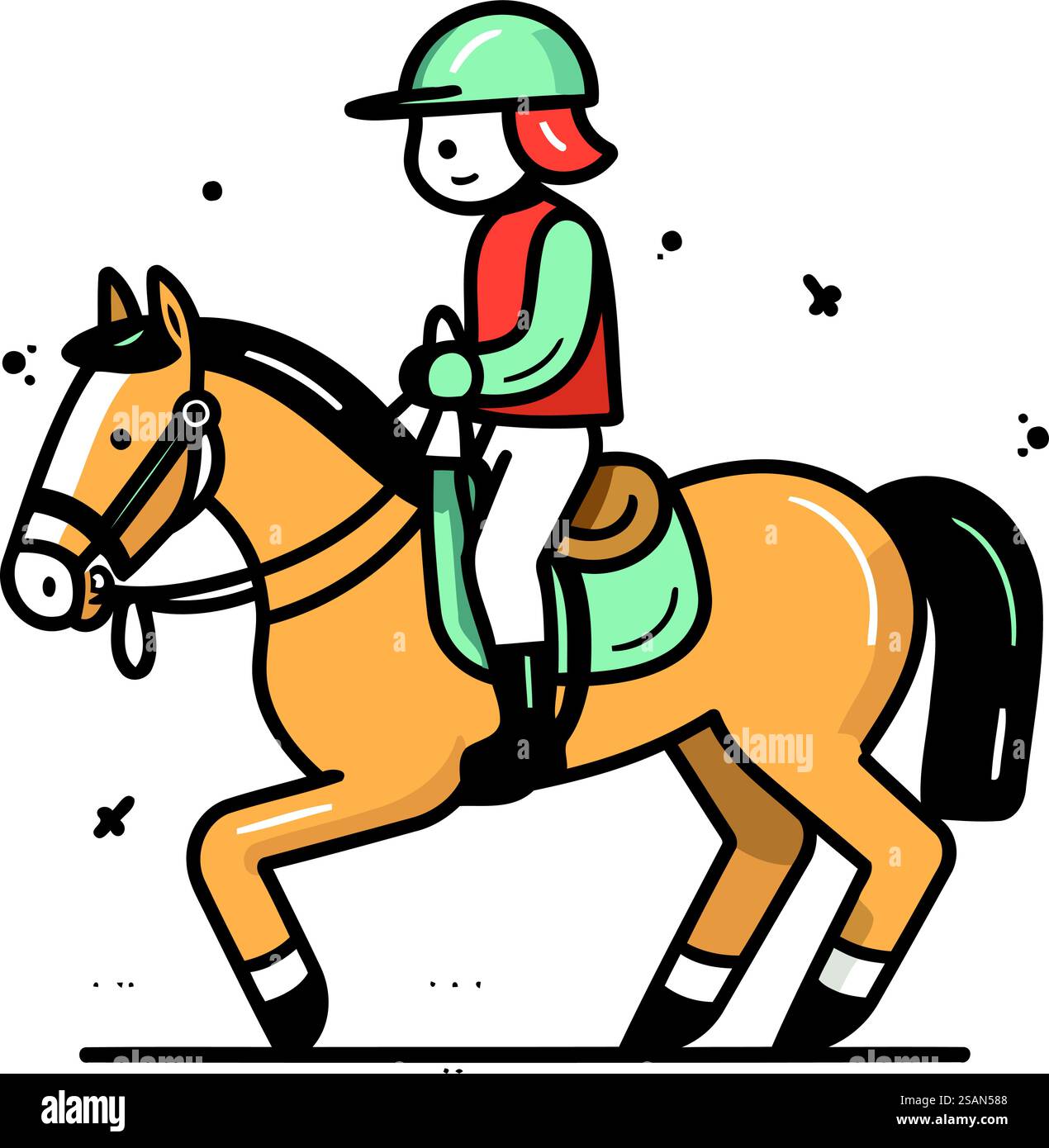 Illustration of a jockey riding a horse. Vector illustration Stock ...