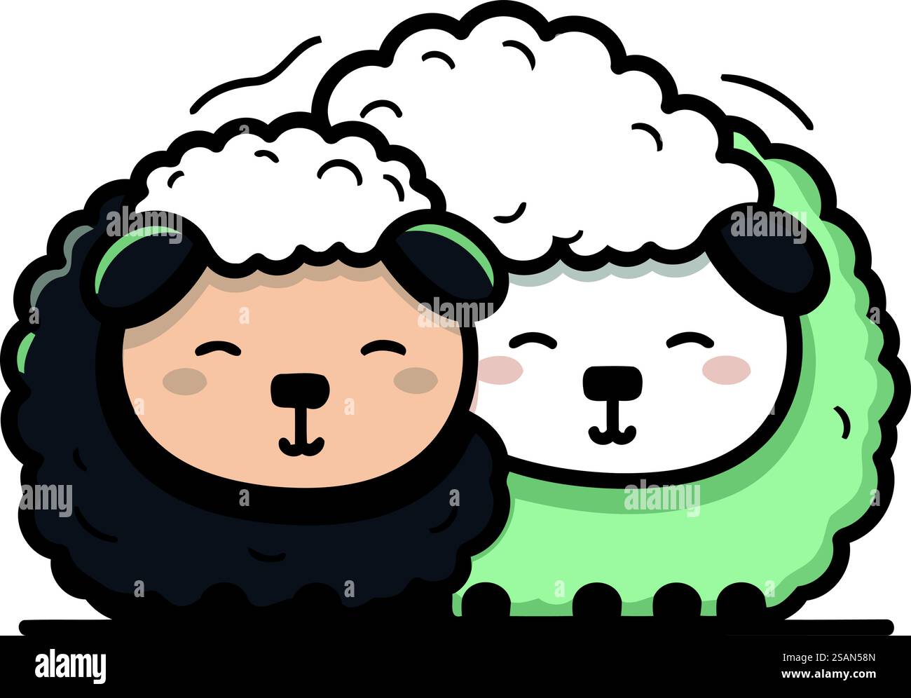 Cute sheep and lamb cartoon vector illustration. Cute cartoon animal ...