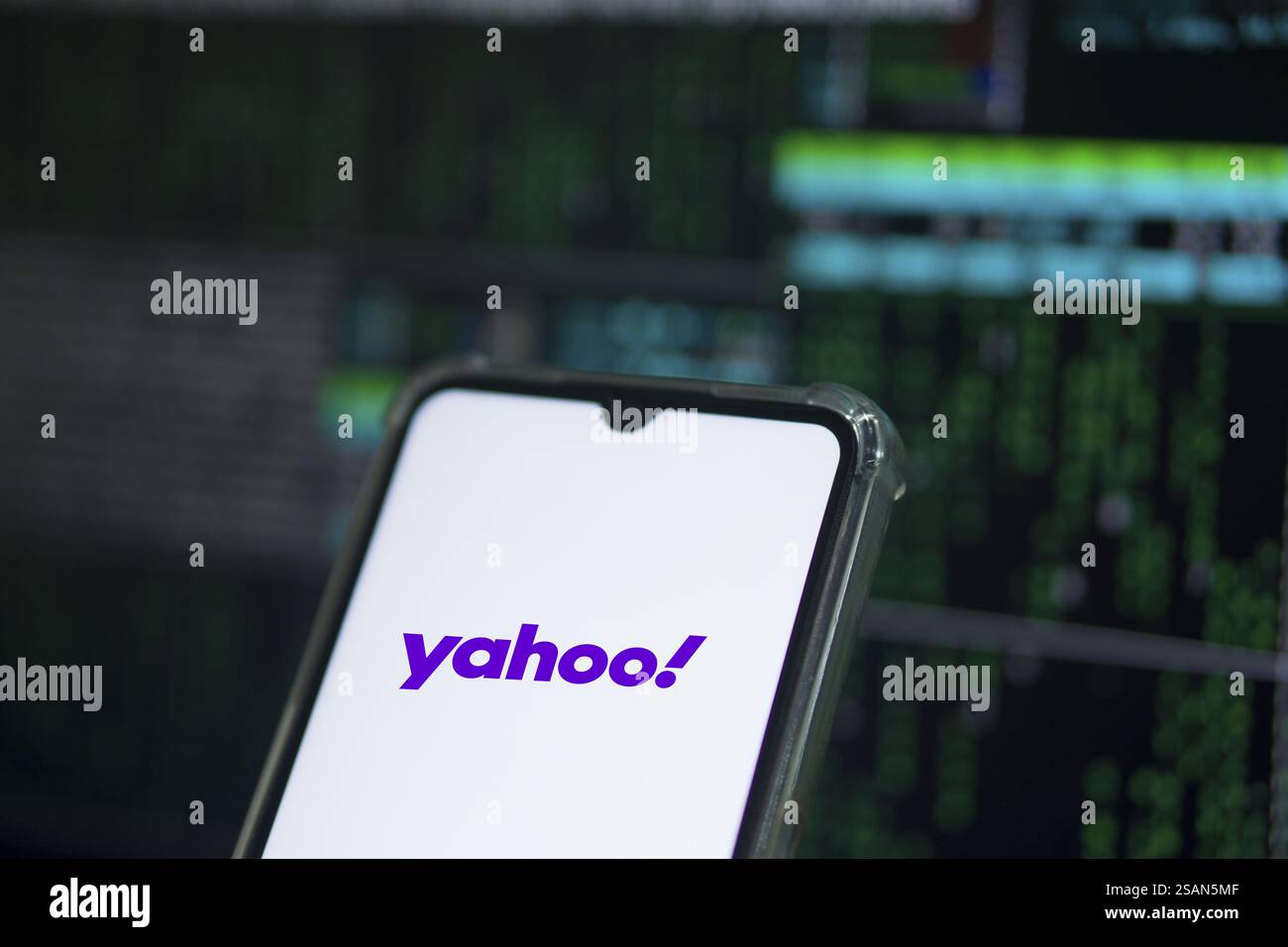 Yahoo logo on phone screen stock image Stock Photo - Alamy
