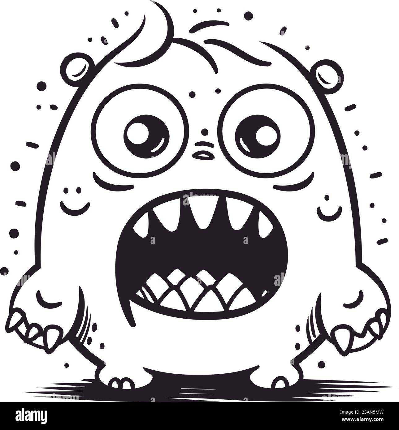 Angry cartoon monster. Vector illustration isolated on a white ...