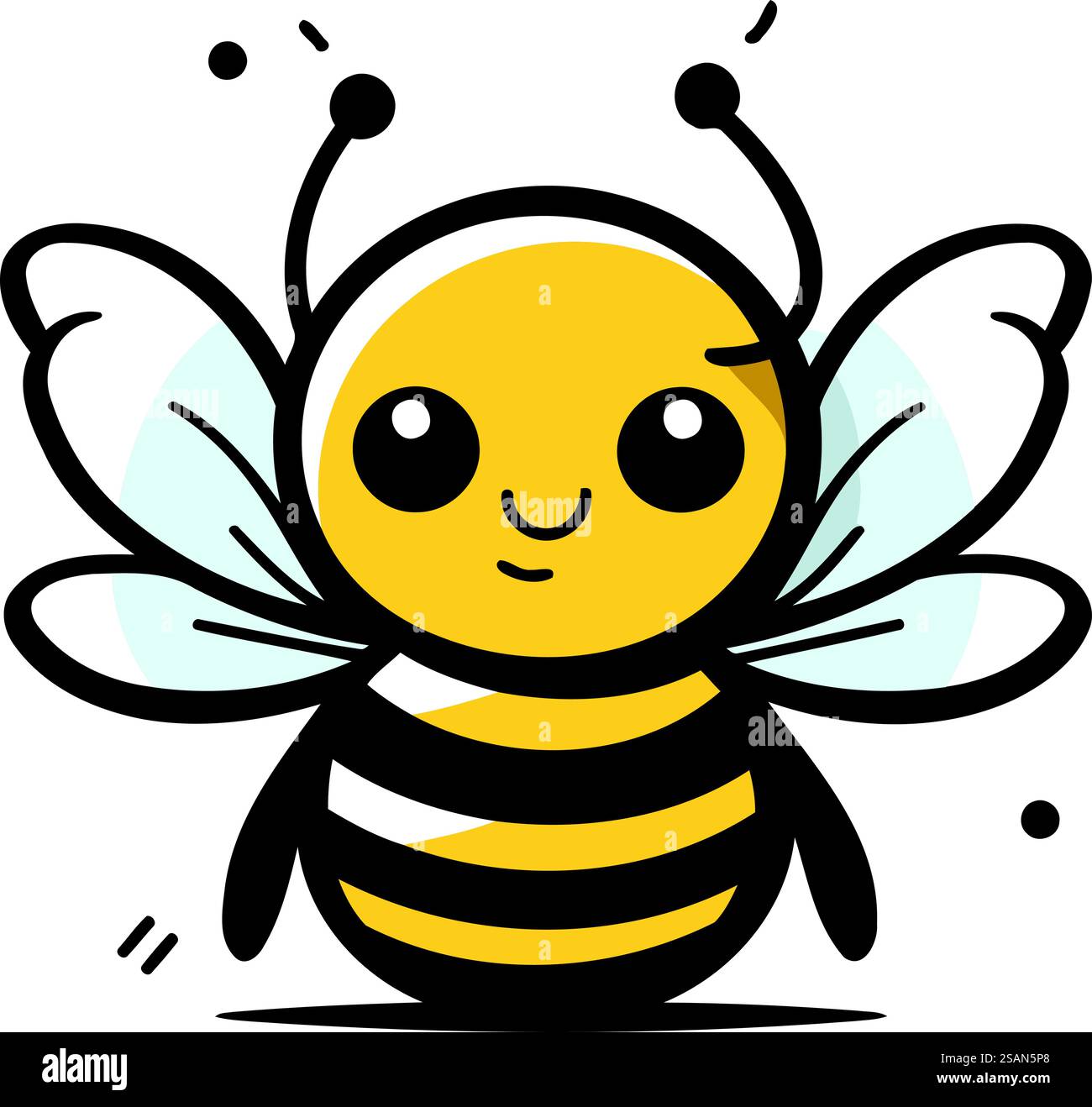 Cute happy smiling bee. Vector illustration isolated on white ...