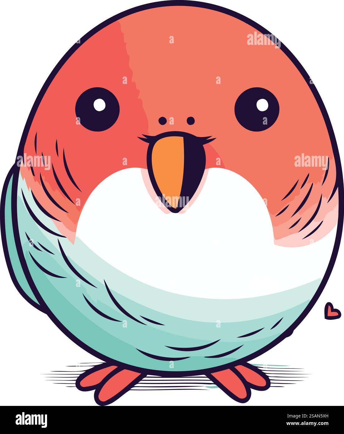 Cute cartoon red bird. Vector illustration isolated on white background ...