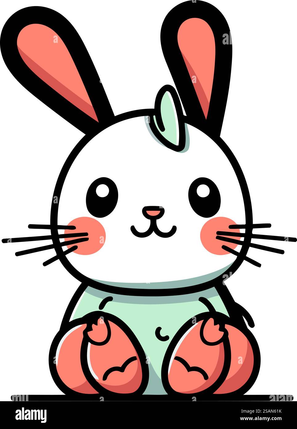cute rabbit cartoon vector illustration graphic design in blue and ...