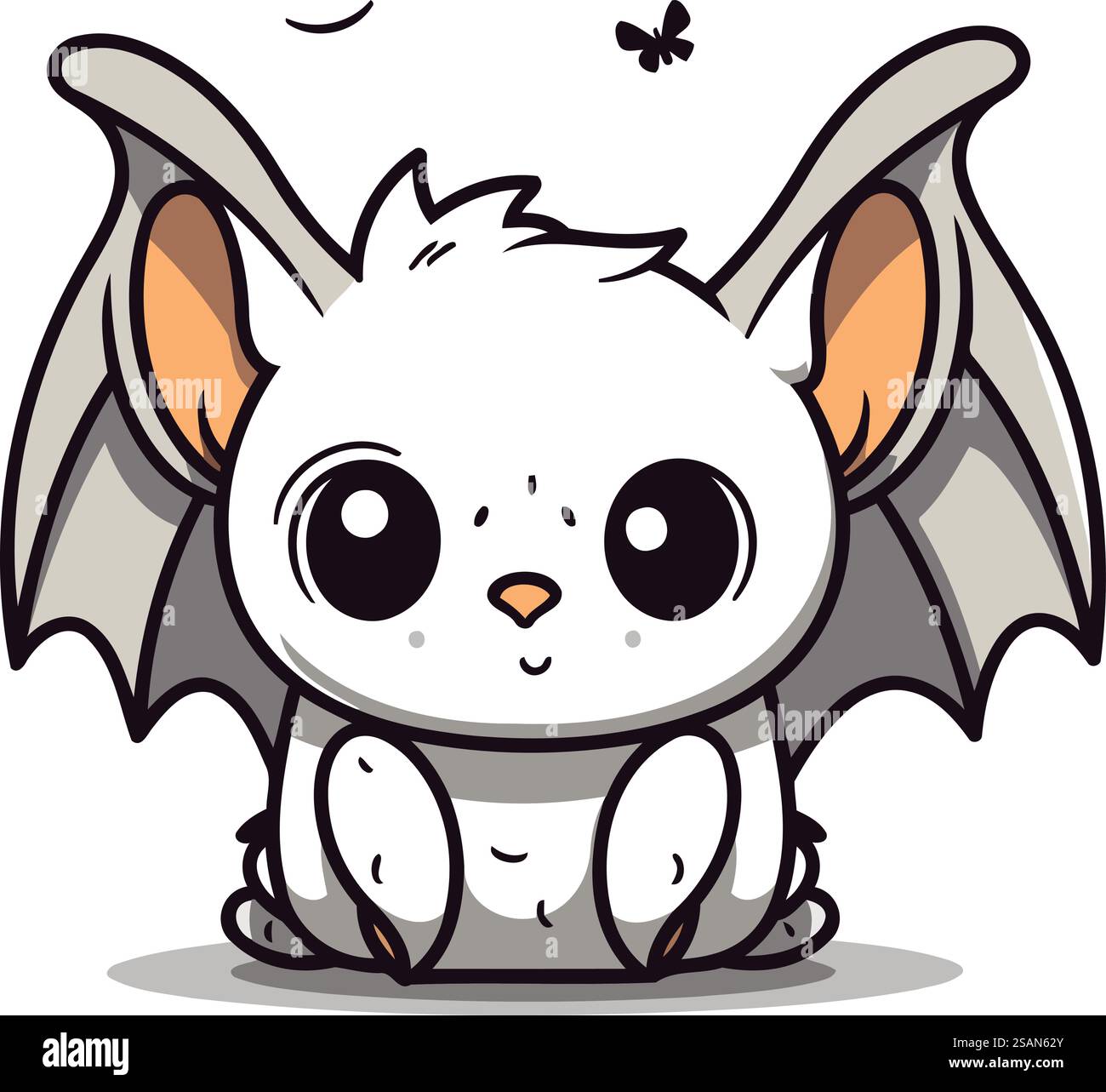 Cute little bat character. Vector cartoon illustration on white ...