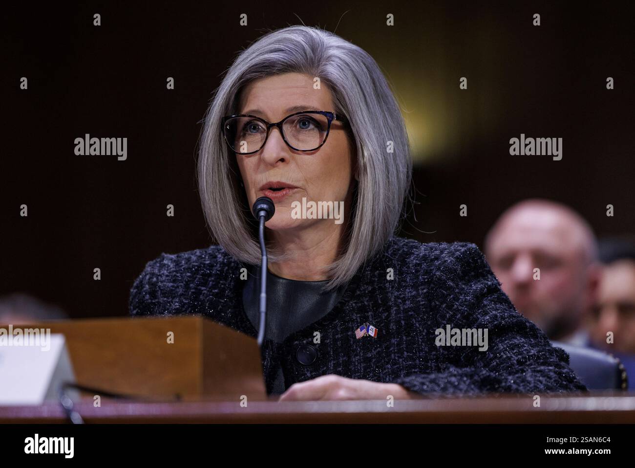 Senator Joni Ernst (R-IA) is seen as she introduces Tulsi Gabbard ...