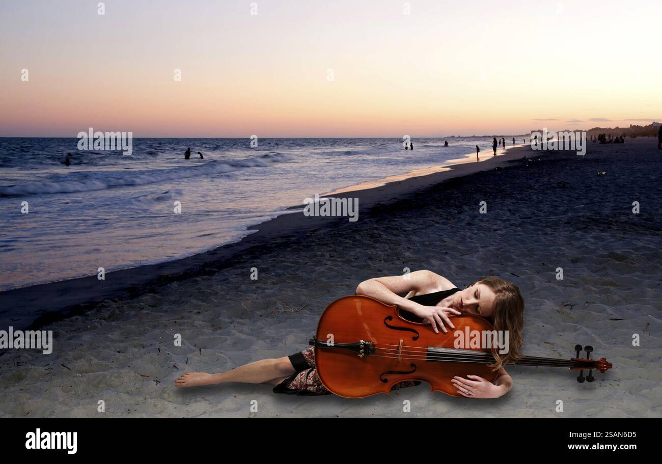 Beautiful woman cellist with her cello musical instrument Stock Photo ...