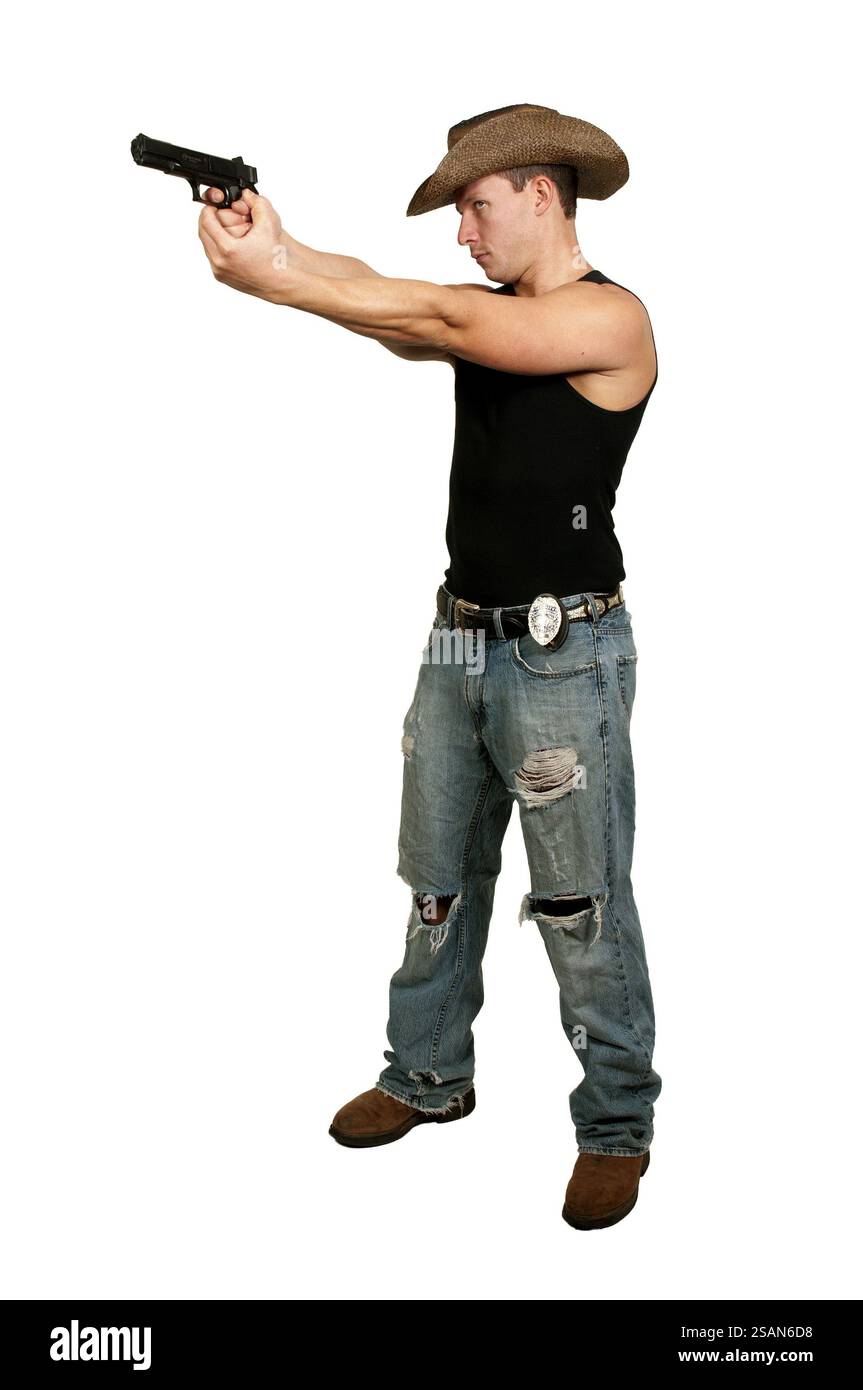 A police detective man on the job with a gun Stock Photo - Alamy