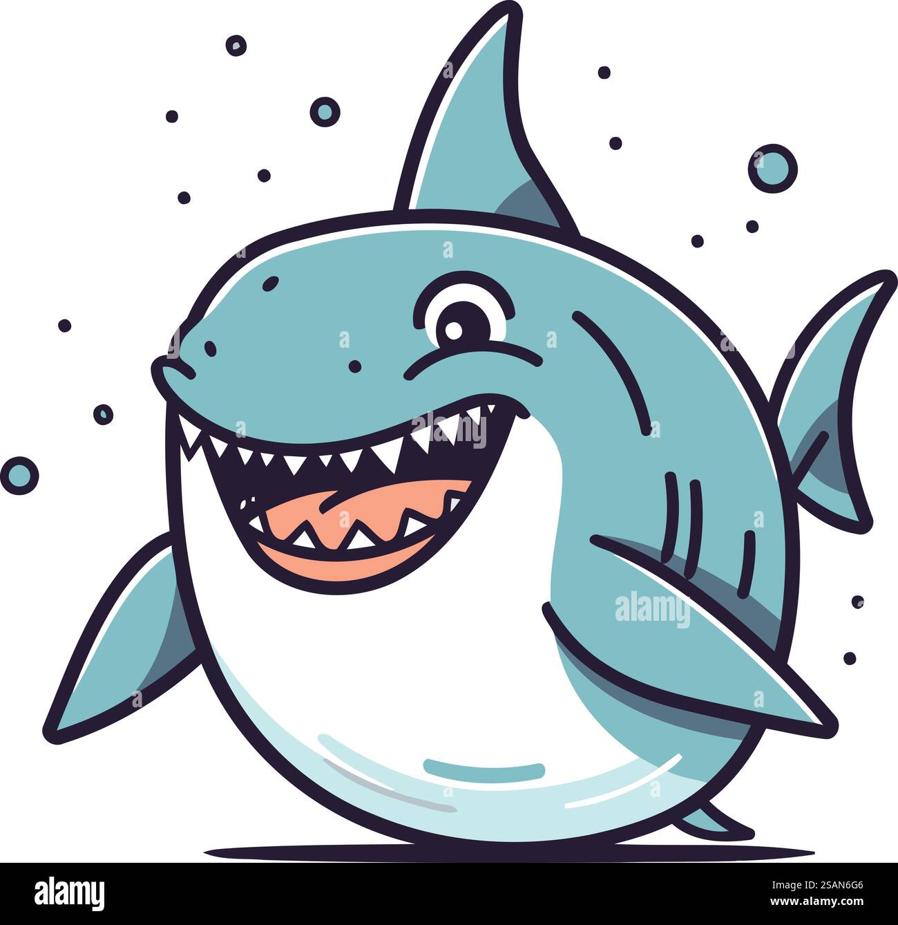 Cartoon shark. Vector illustration in a flat style. Isolated on white ...