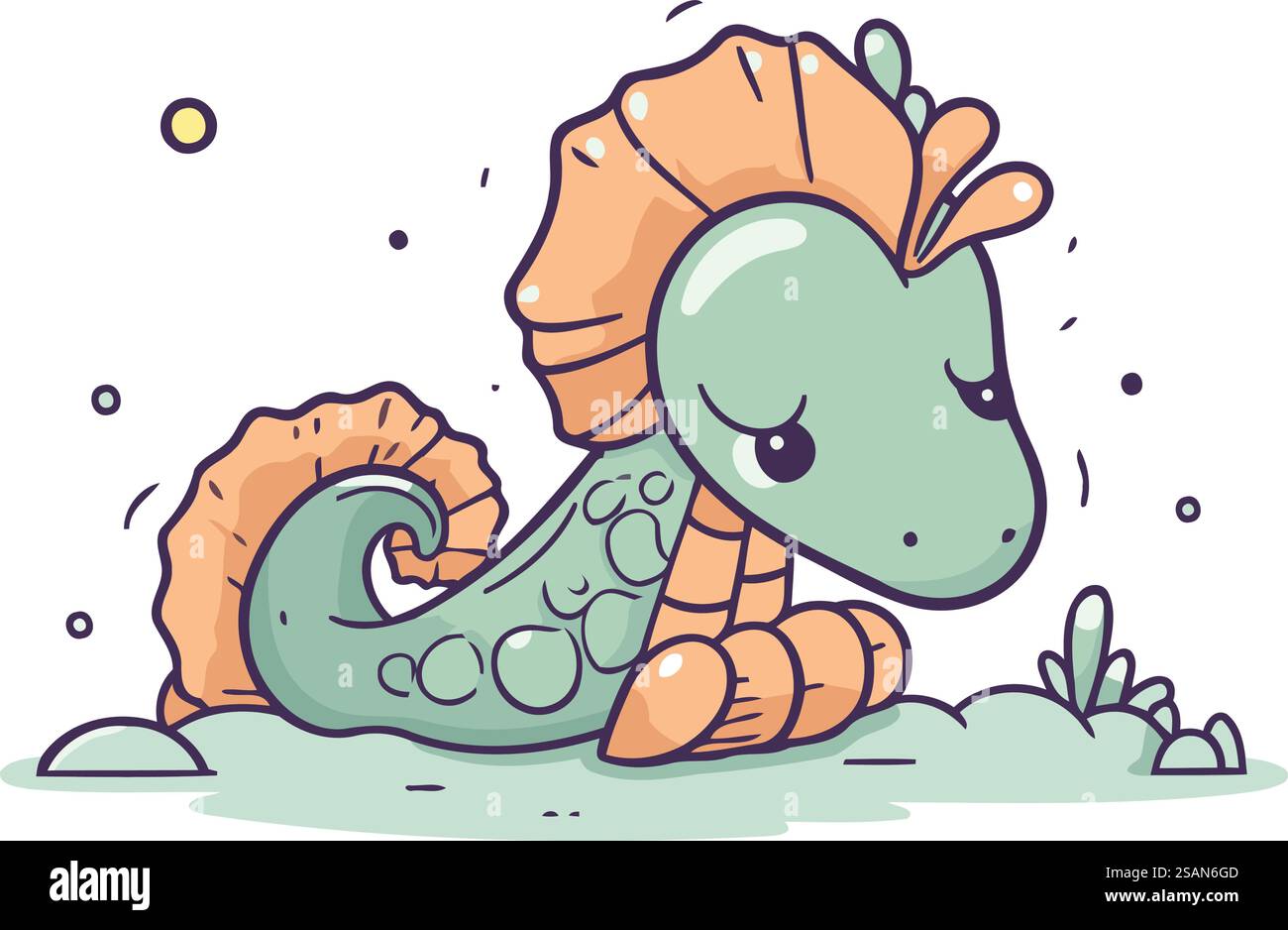 Cute cartoon sea monster. Vector illustration isolated on white ...