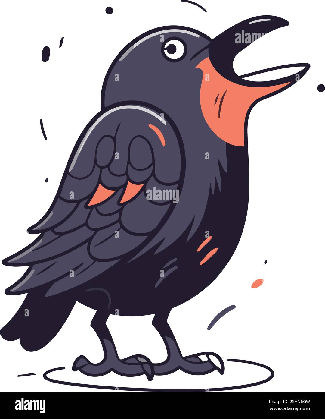Cute cartoon crow. Vector illustration in doodle style Stock Vector ...